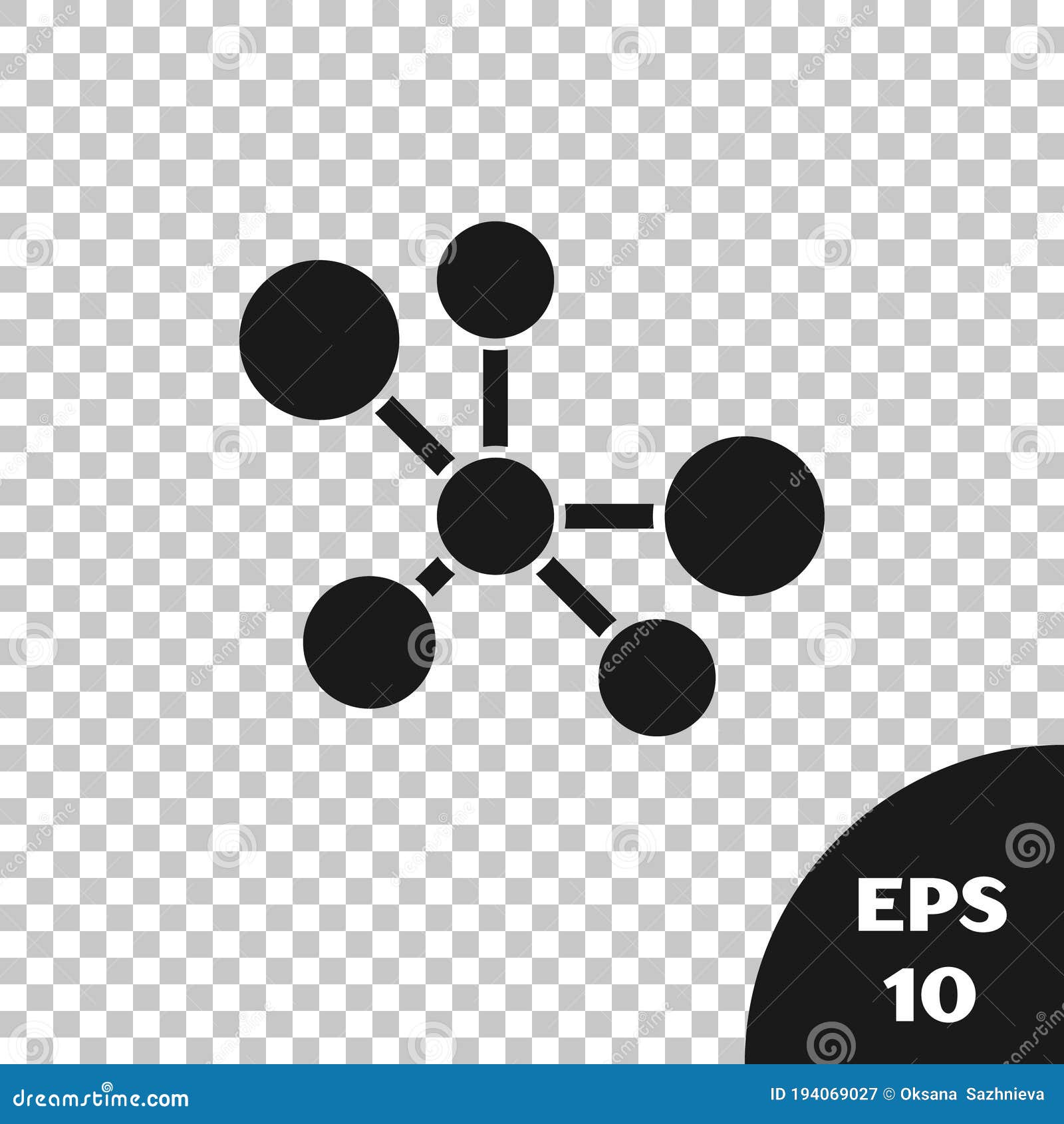 Black Molecule Icon Isolated on Transparent Background. Structure of ...