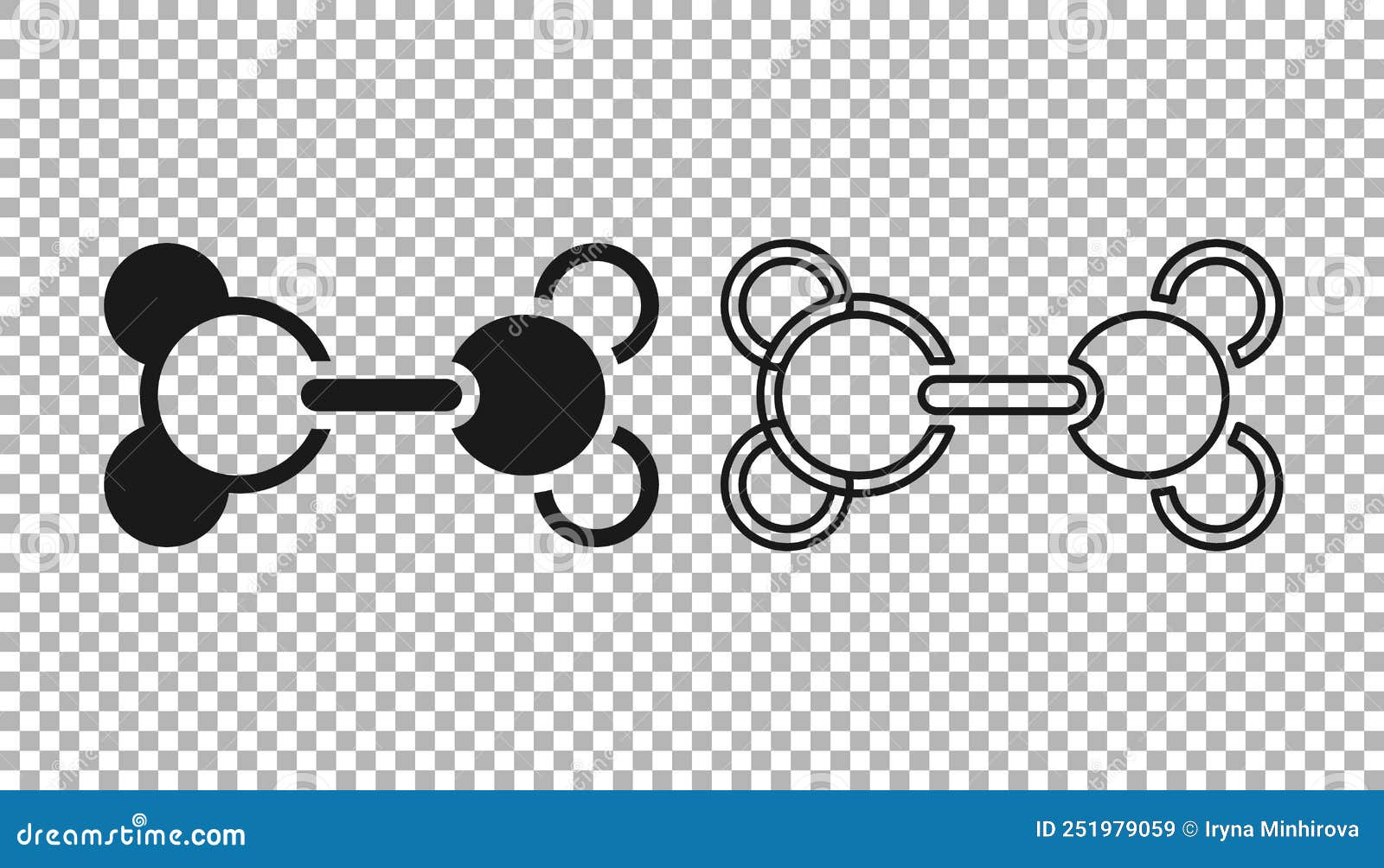 Black Molecule Icon Isolated on Transparent Background. Structure of ...