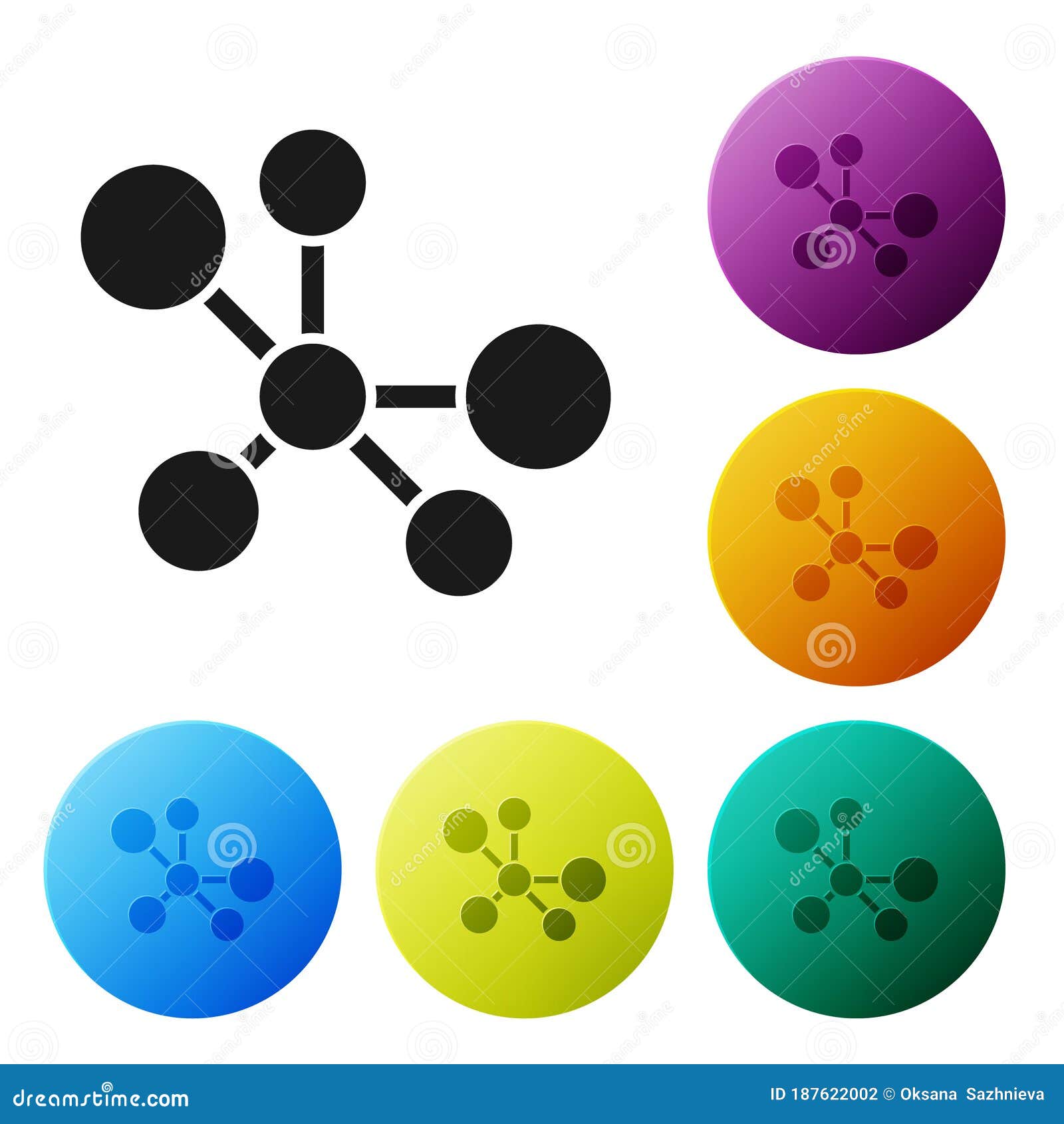 Black Molecule Icon Isolated on White Background. Structure of ...