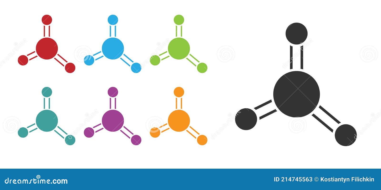 Black Molecule Icon Isolated on White Background. Structure of ...