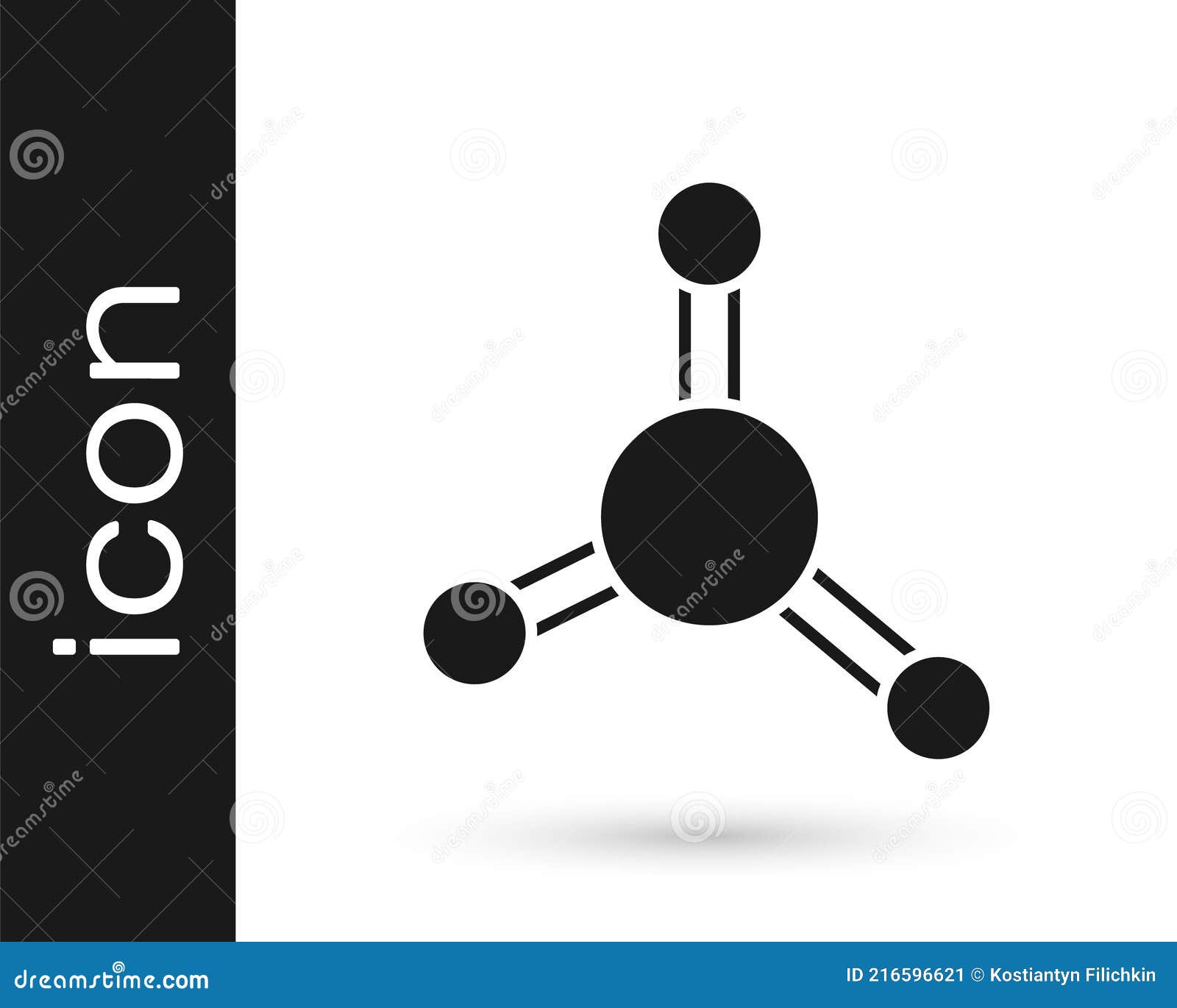 Black Molecule Icon Isolated on White Background. Structure of ...