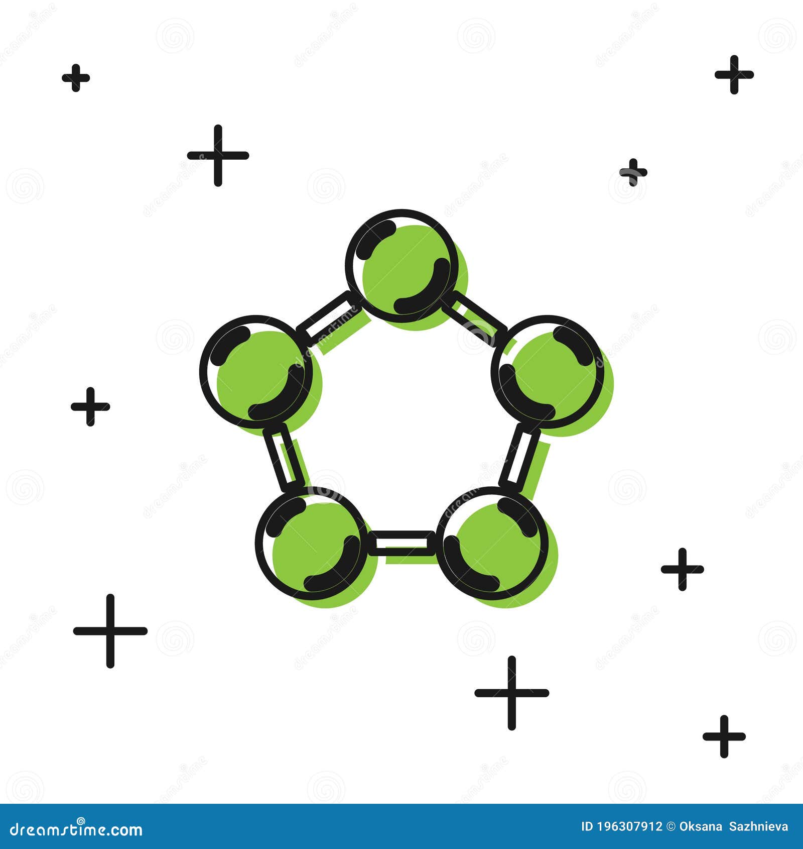 Black Molecule Icon Isolated on White Background. Structure of ...