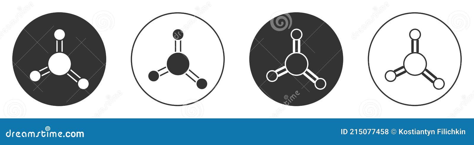 Black Molecule Icon Isolated on White Background. Structure of ...