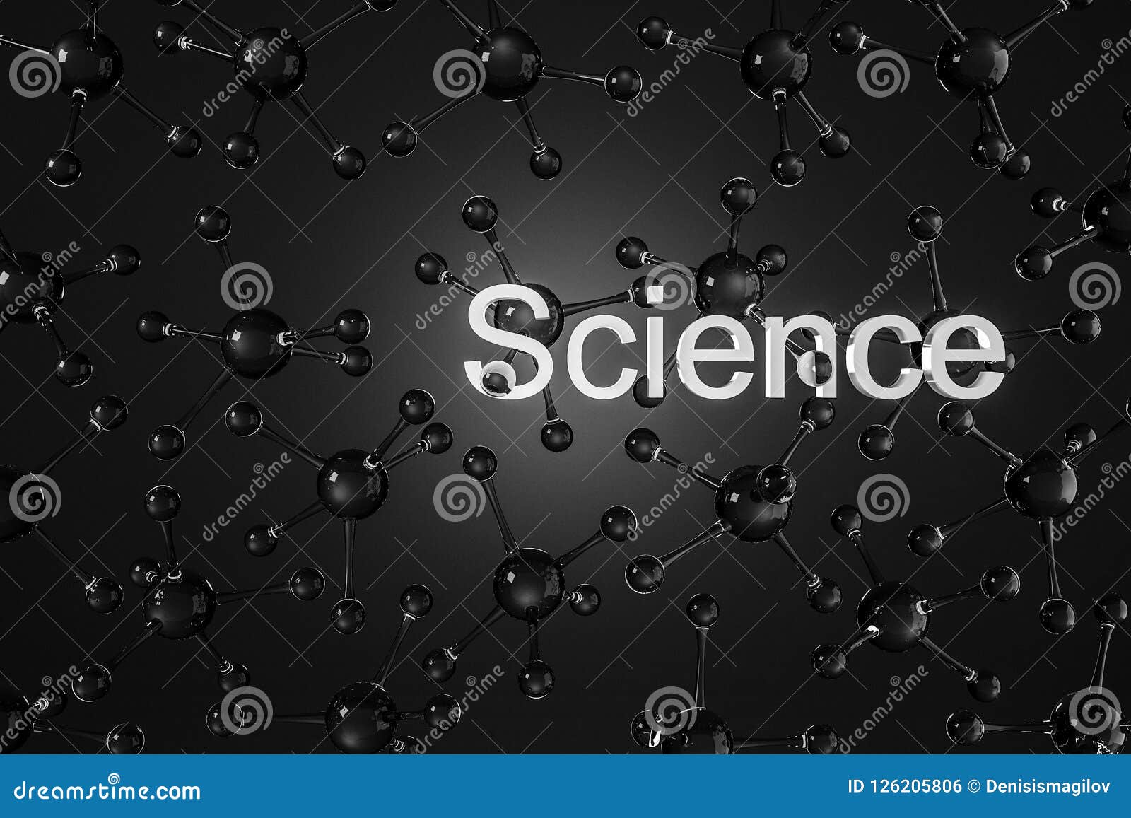 Black Molecules Over Black Background Word Science Stock Illustration ...