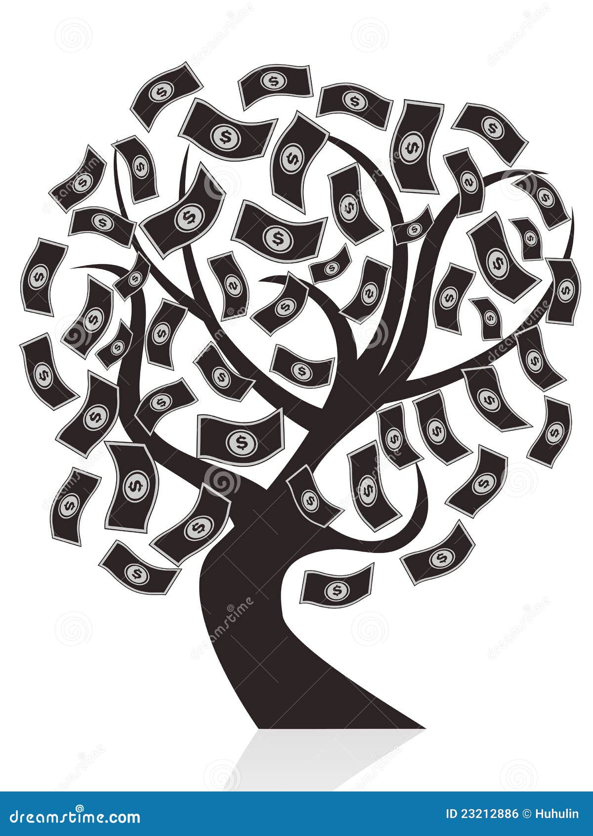 Black money tree stock vector. Illustration of bank, curve - 23212886
