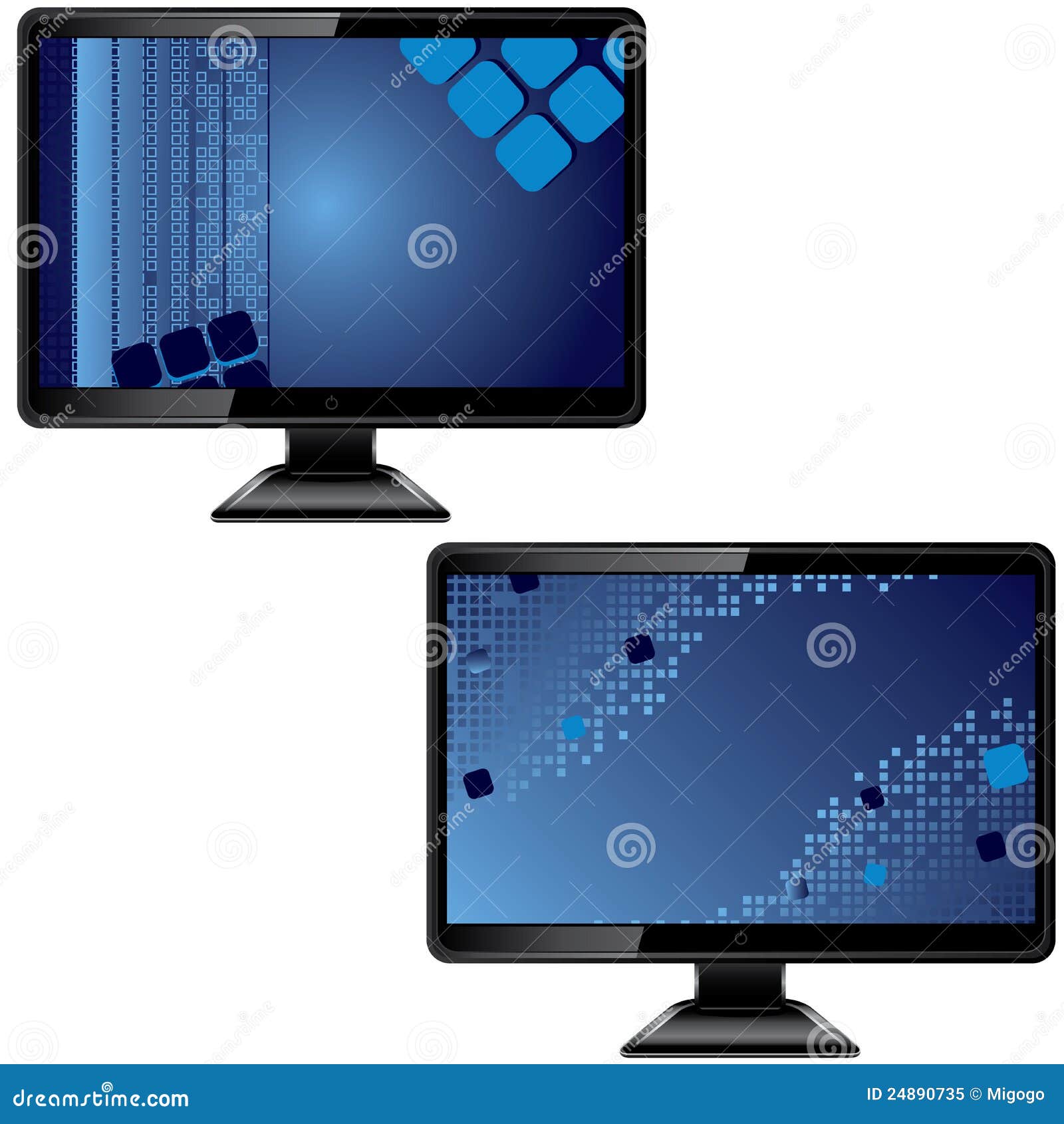 Black Monitor with Abstract Screen Stock Vector - Illustration of ...