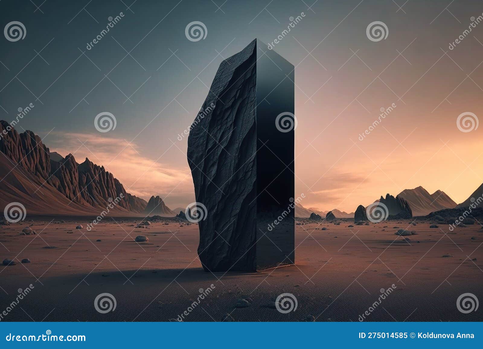 Black Monolith Placed in the Middle of a Desert, Created with ...