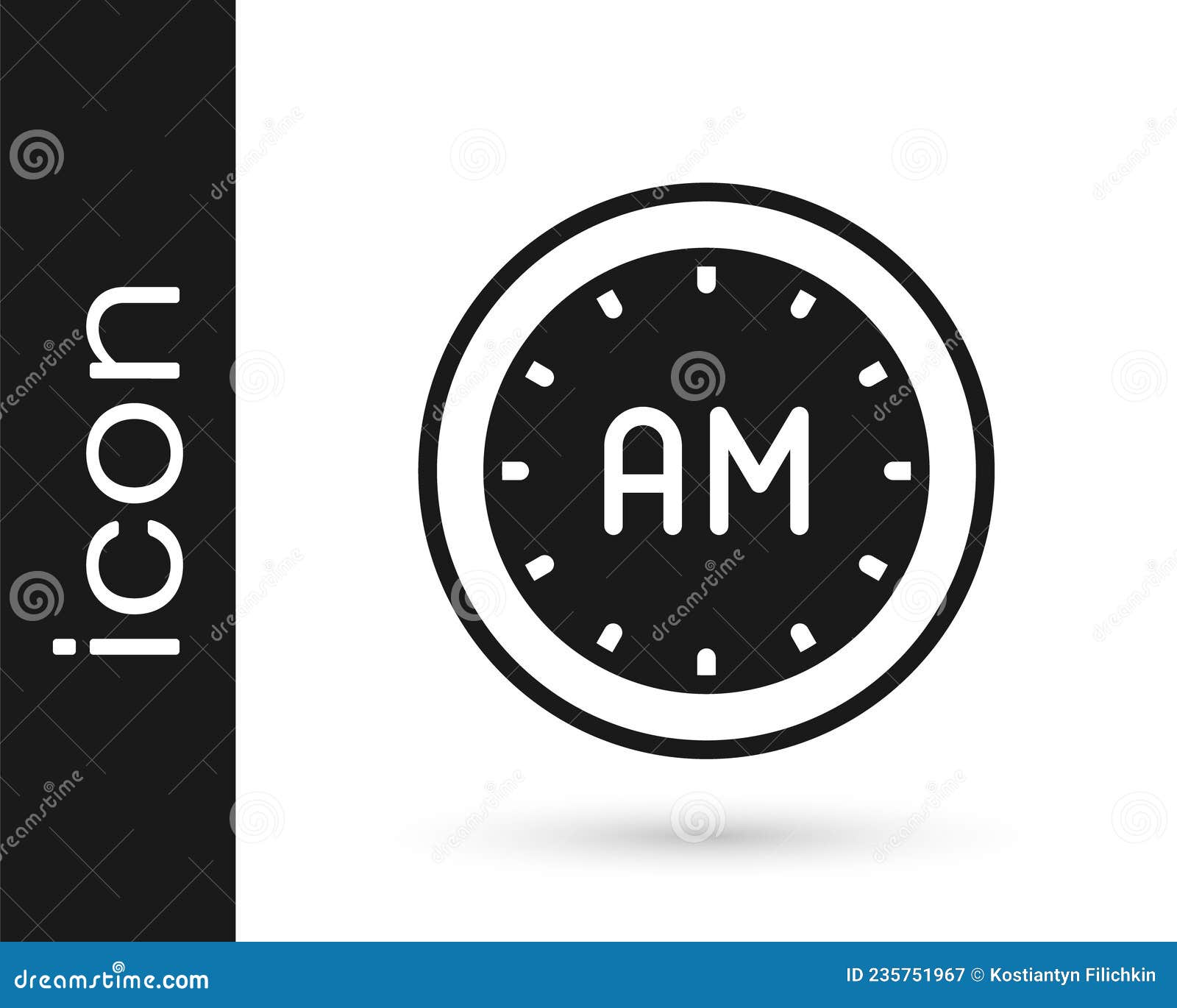 Black Morning Time Icon Isolated on White Background. Time Symbol Stock ...