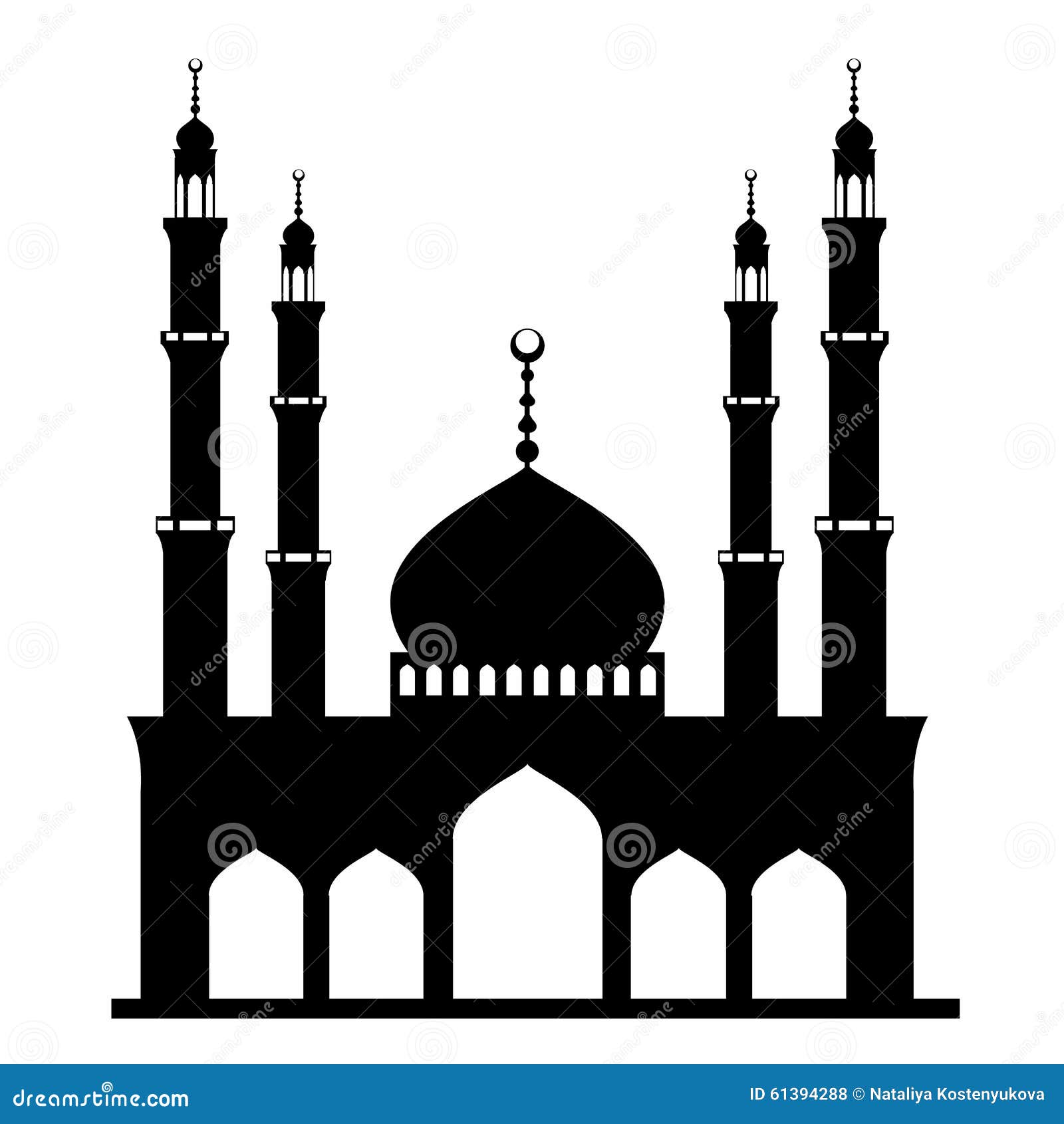 Black mosque on white stock vector. Illustration of vector - 61394288