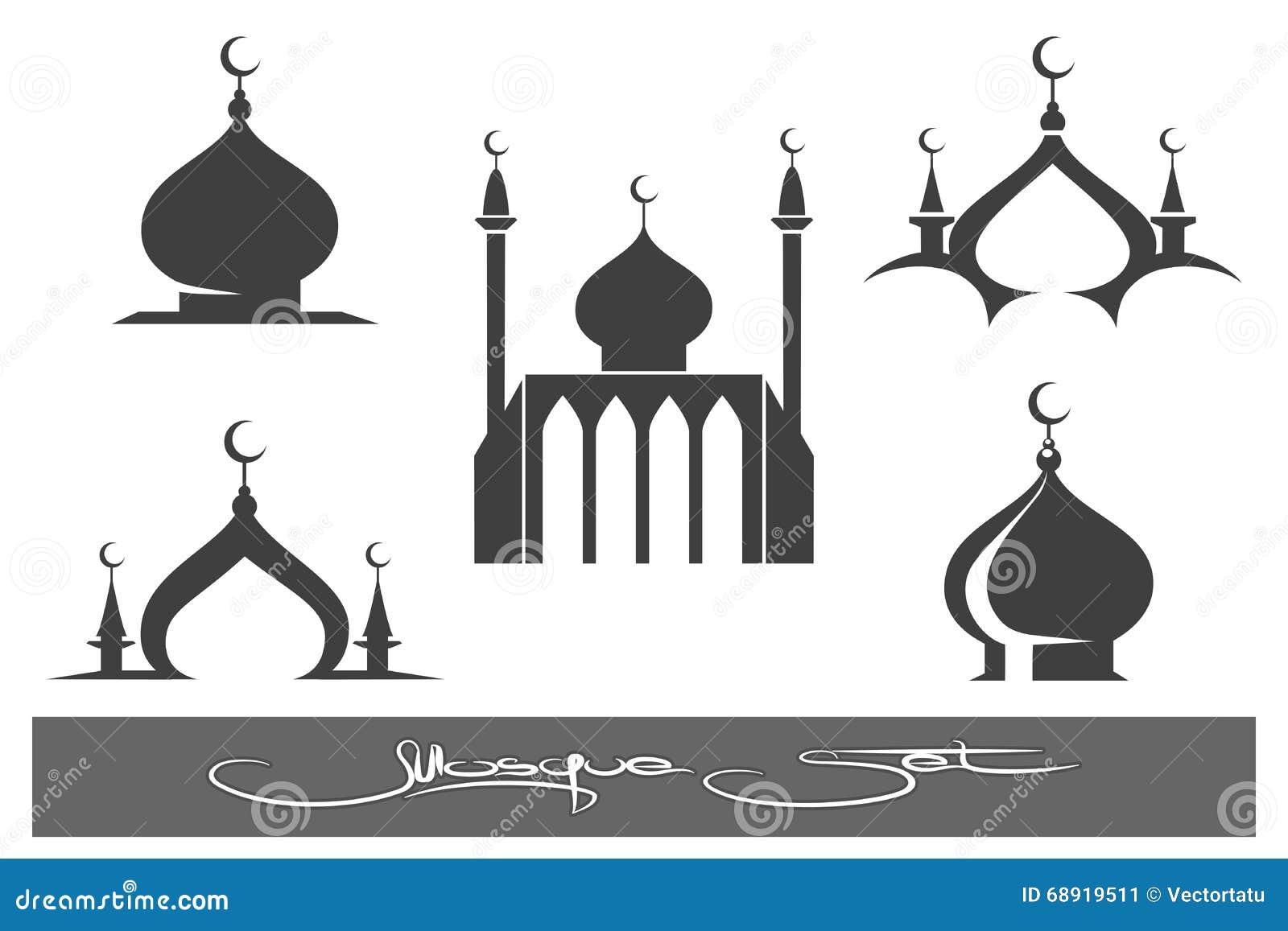 Black Mosques icons set stock vector. Illustration of istanbul - 68919511