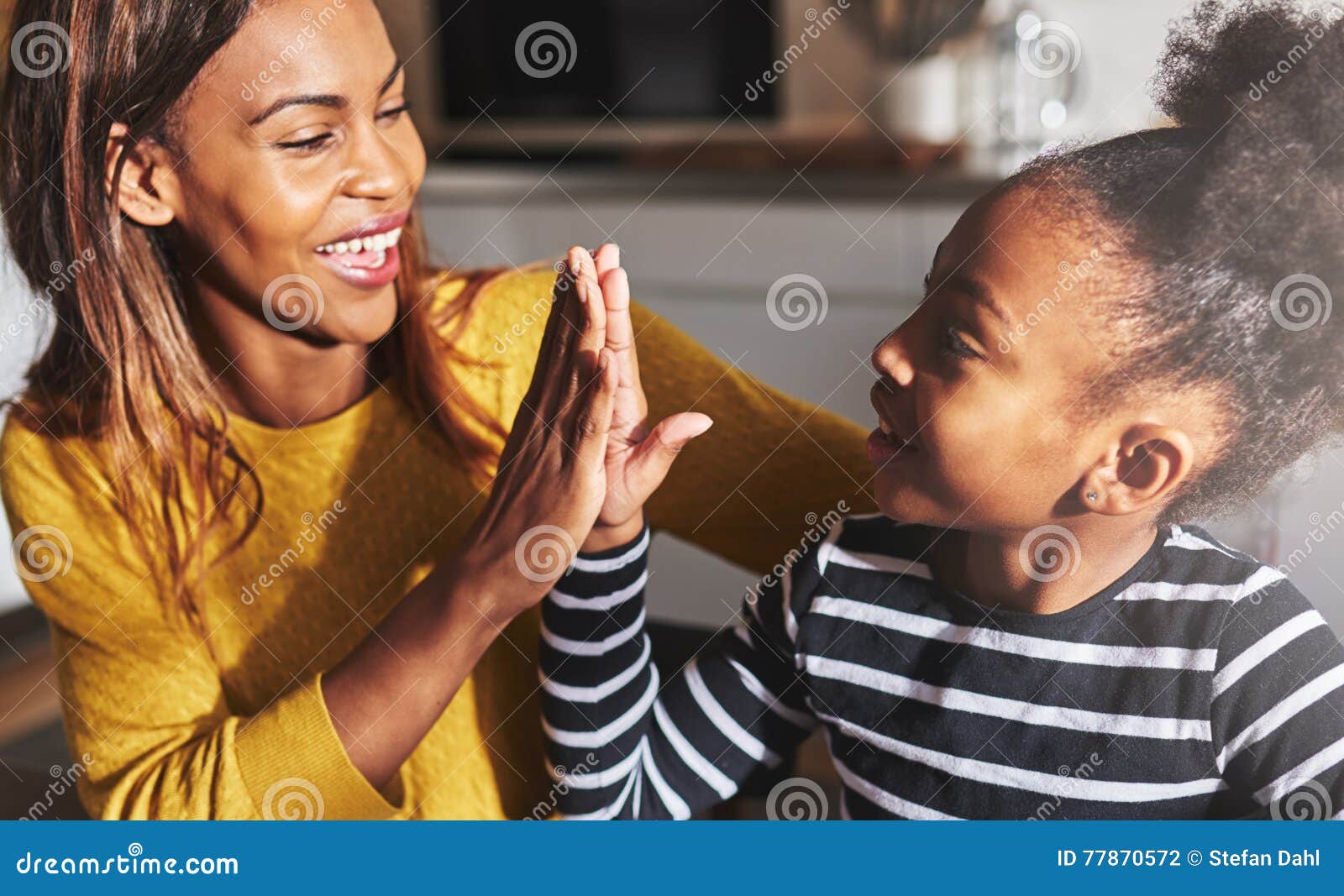 Black Mother and Child High Five Stock Photo - Image of emotion, family ...