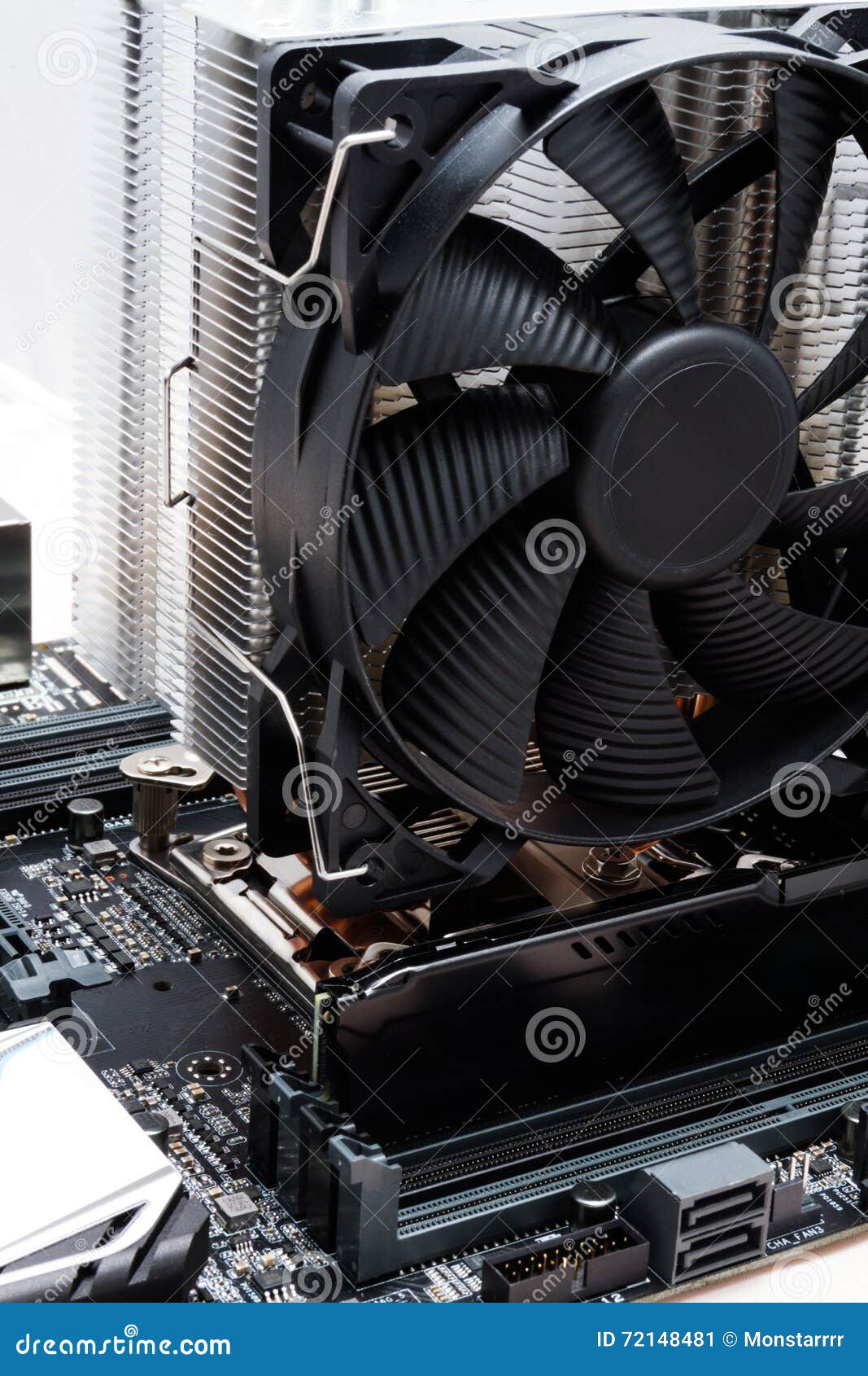 Black Motherboard with Fan for Cpu Stock Image - Image of network ...