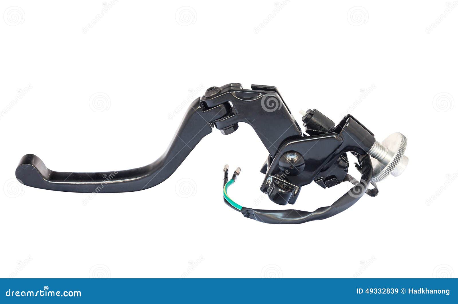 A Black Motorcycle Lever Isolated on White Stock Image - Image of metal ...