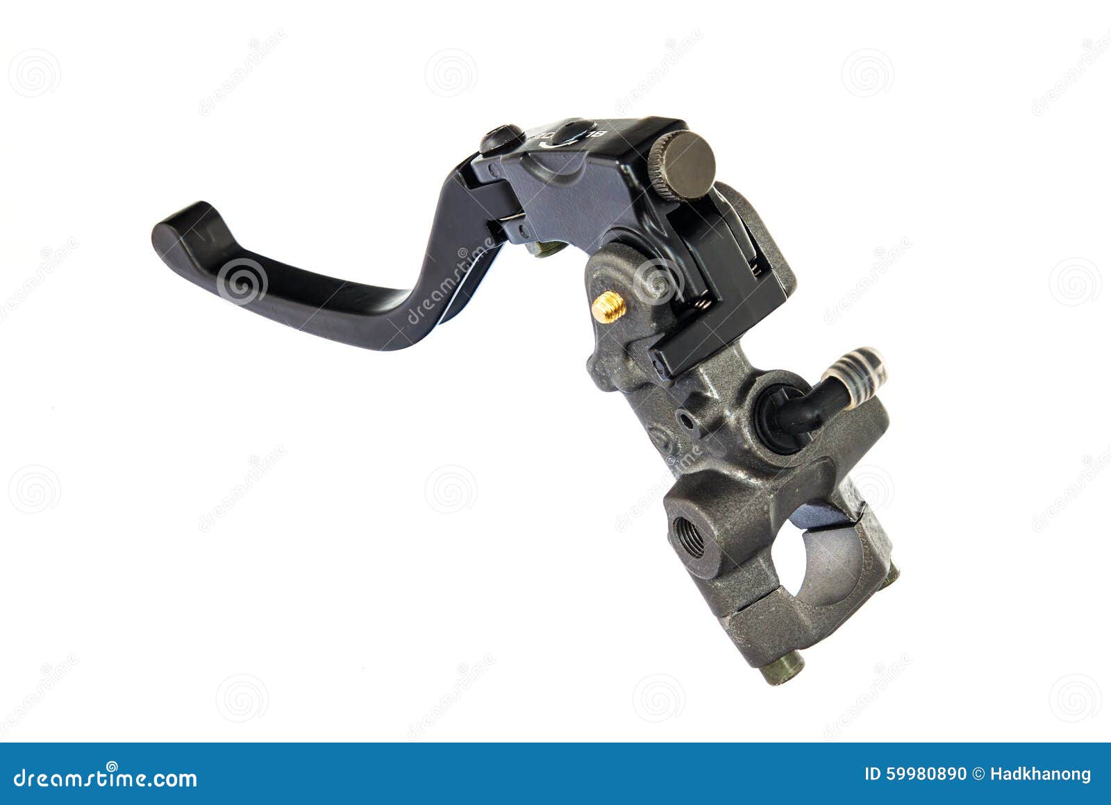 A Black Motorcycle Lever Isolated on White Stock Photo - Image of grip ...