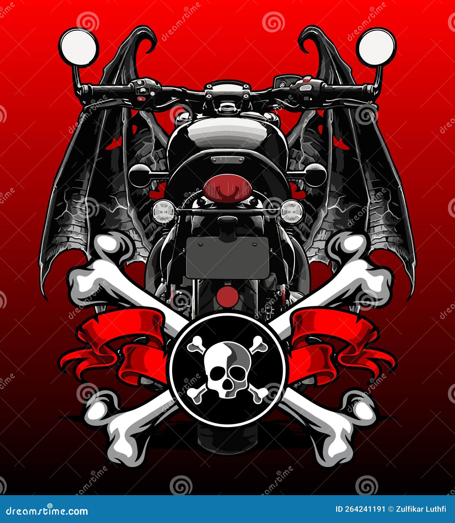 Black motorcycle rear view stock vector. Illustration of rear - 264241191