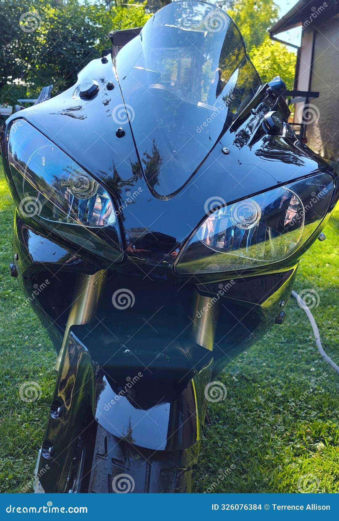 Black Motorcycle Shining in the Sun Stock Photo - Image of racing ...