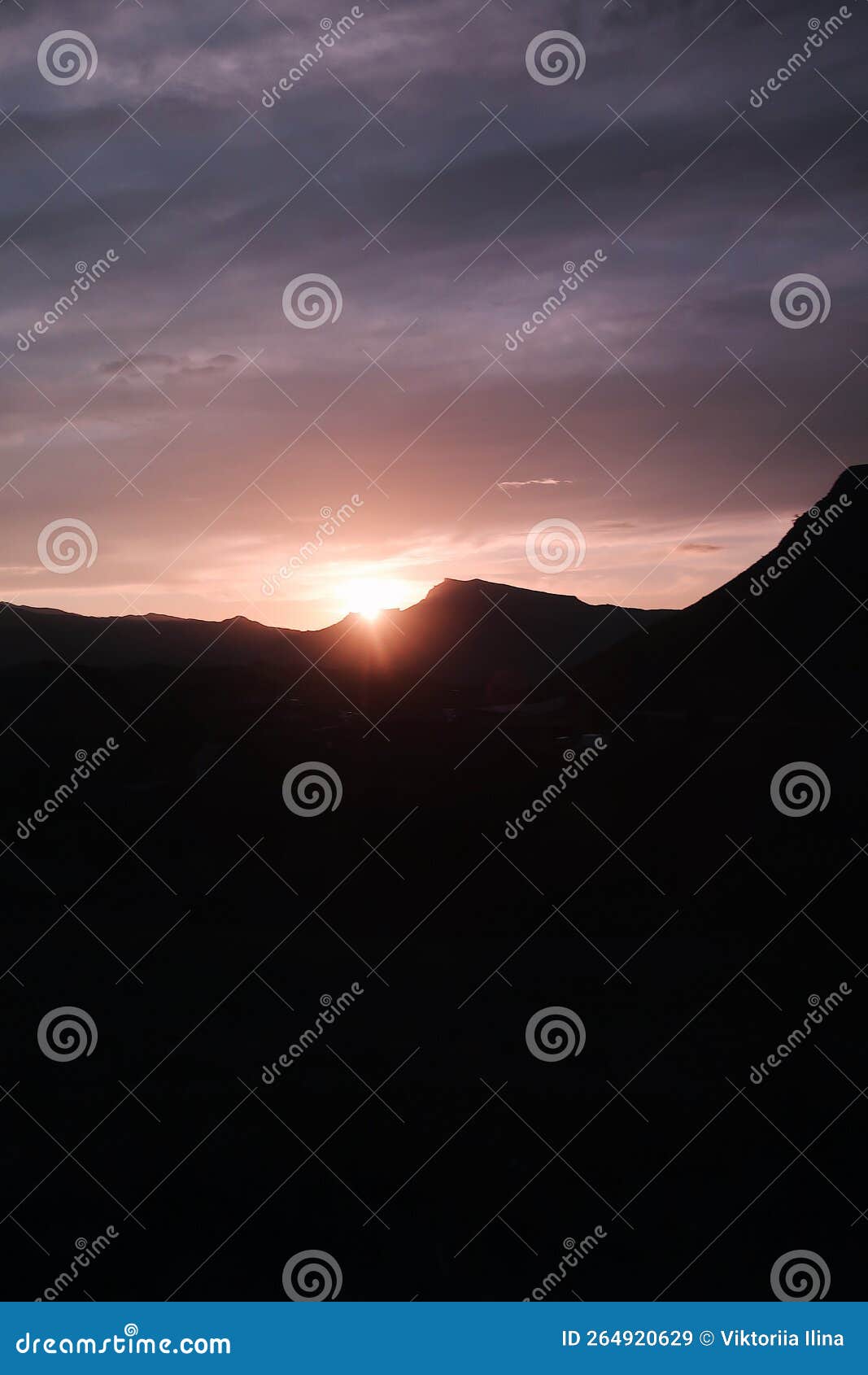 Black Mountains at Sunset with Pink Sky Vertical Photo Stock Image ...