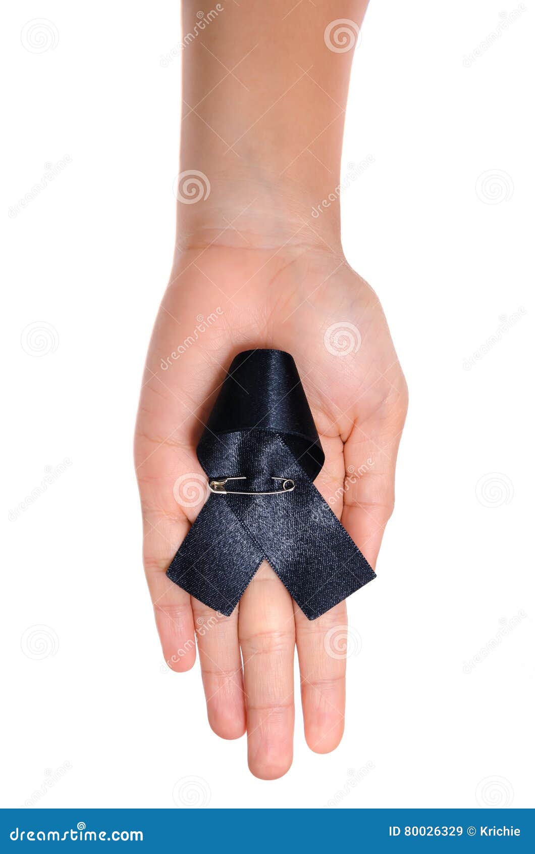 Black Mourning Ribbon in Hand Stock Image - Image of concept, awareness ...