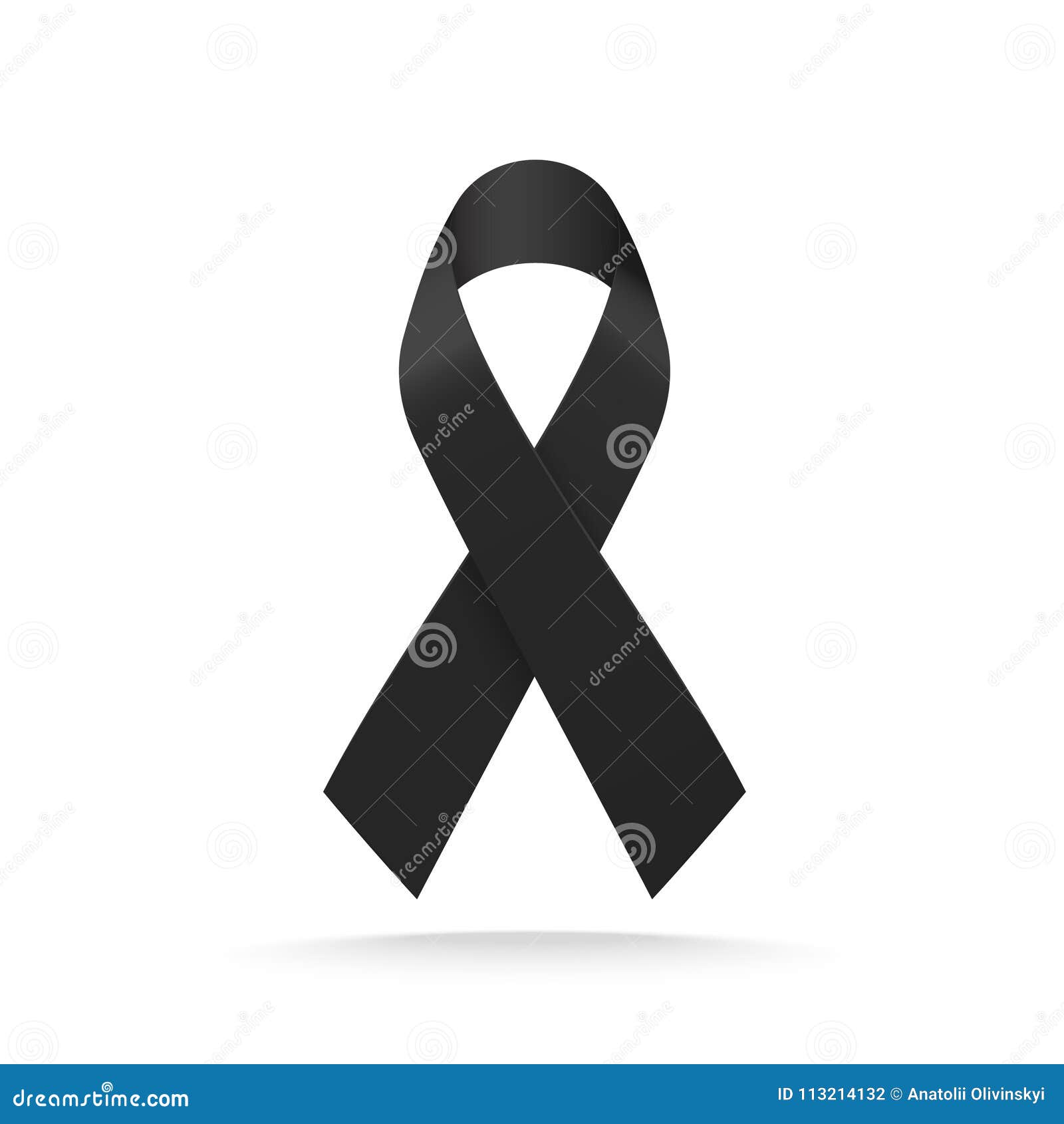 Black Mourning Ribbon. Death, Eternal Memory, Funeral Icon Or Symbol ...