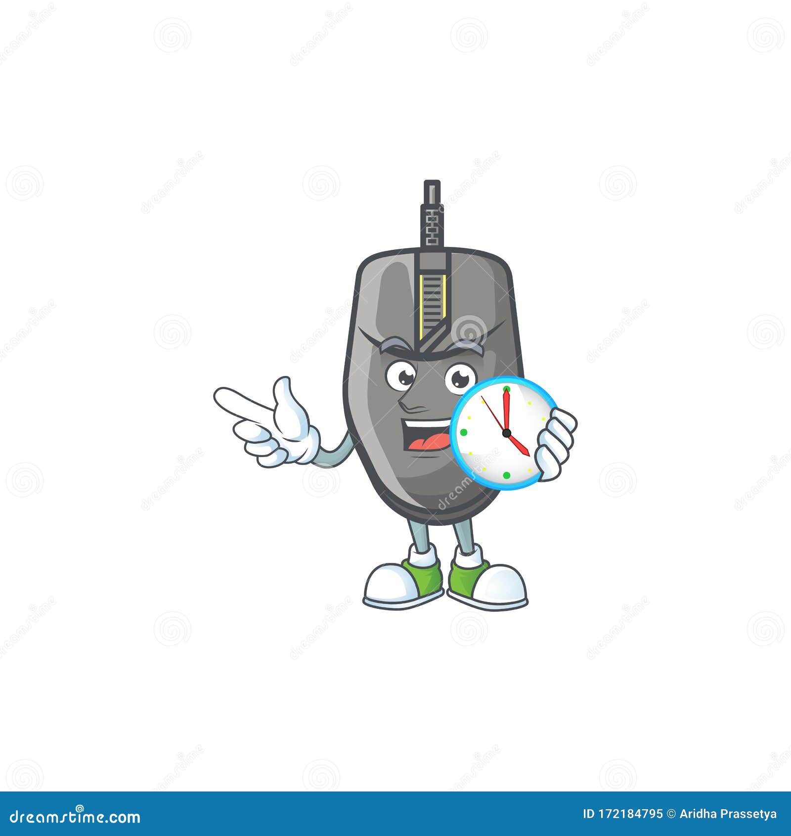 Black Mouse Cartoon Character Style with a Clock Stock Vector ...