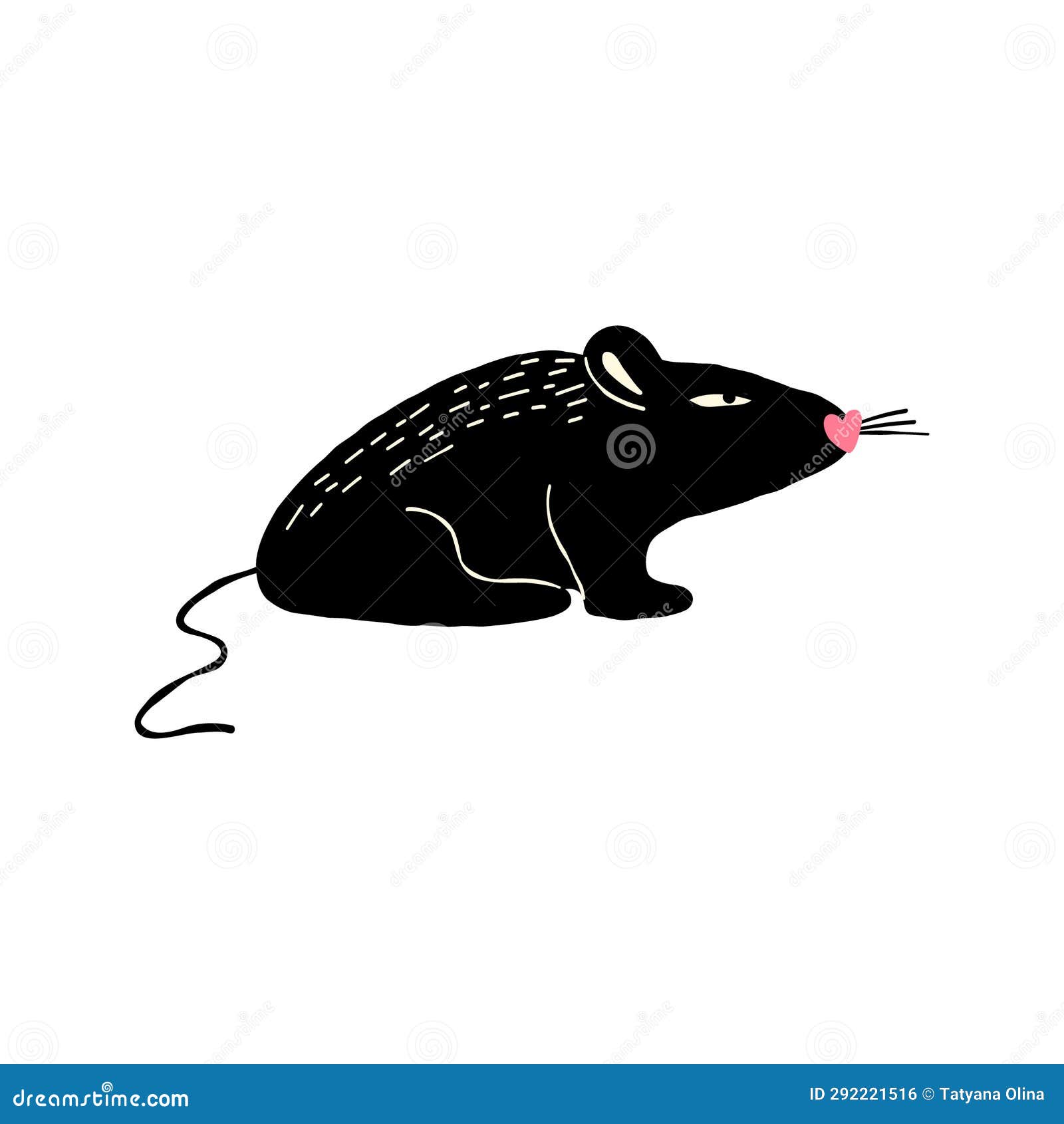Black Mouse. Cartoon Comic Illustration in Doodle Style Stock ...