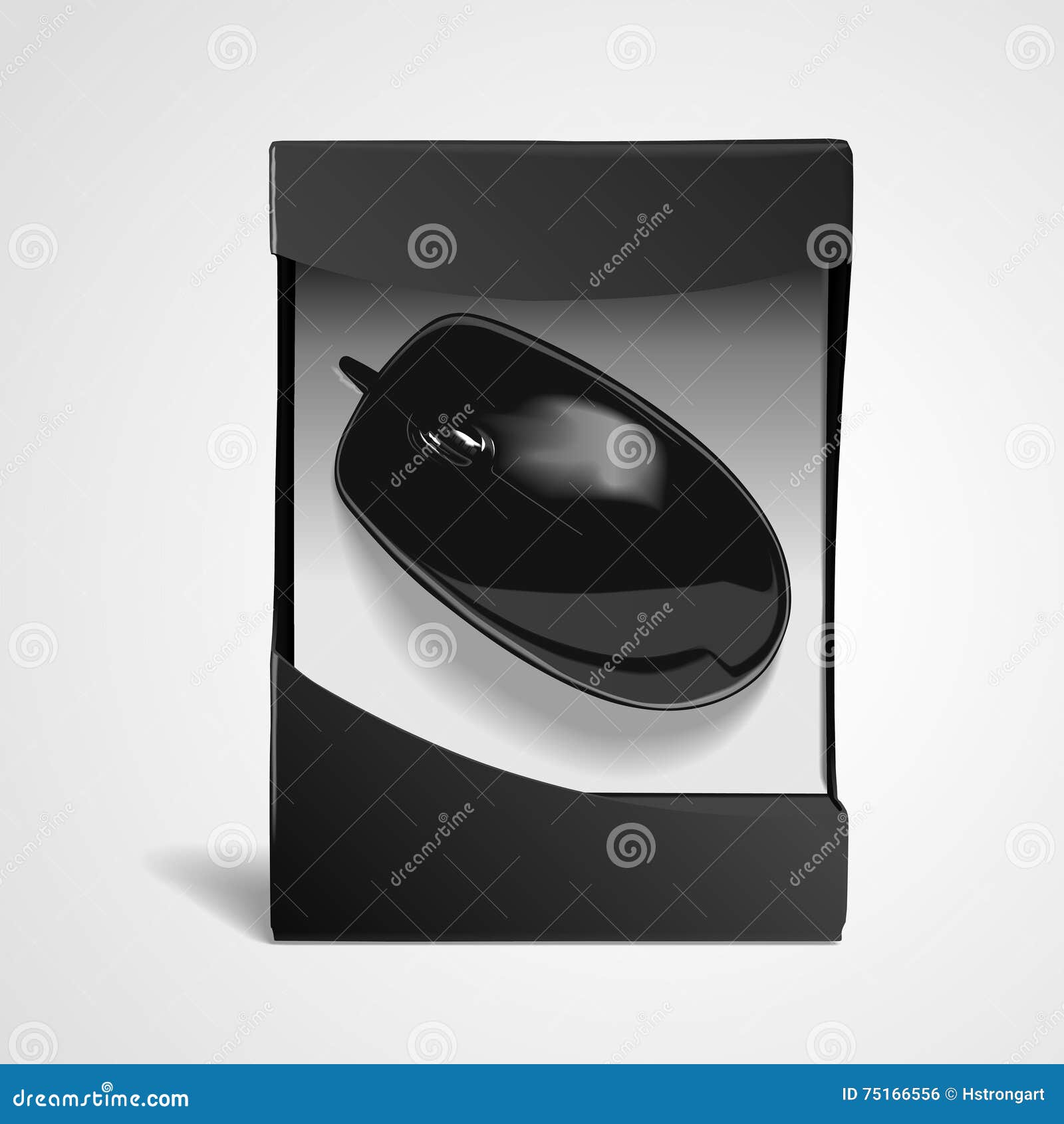 Black mouse with package stock illustration. Illustration of manage ...