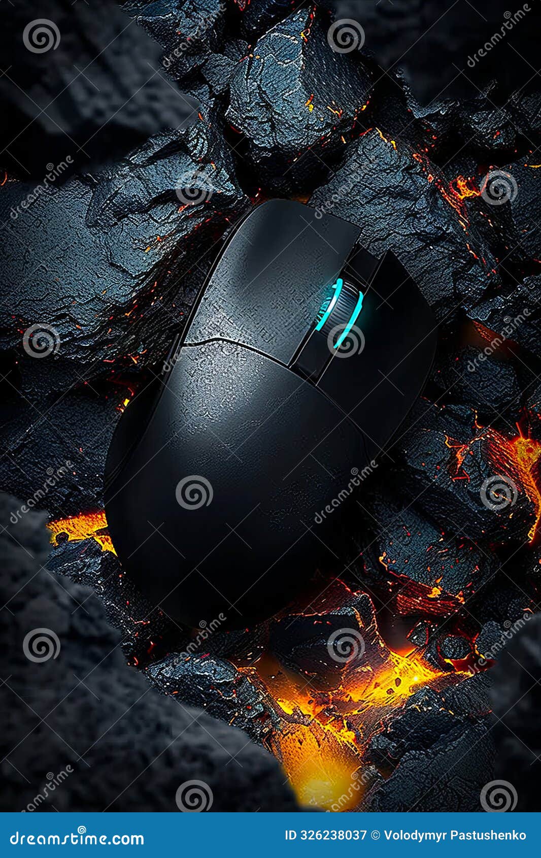 A Black Mouse is Sitting on Top of Some Rocks Stock Image - Image of ...