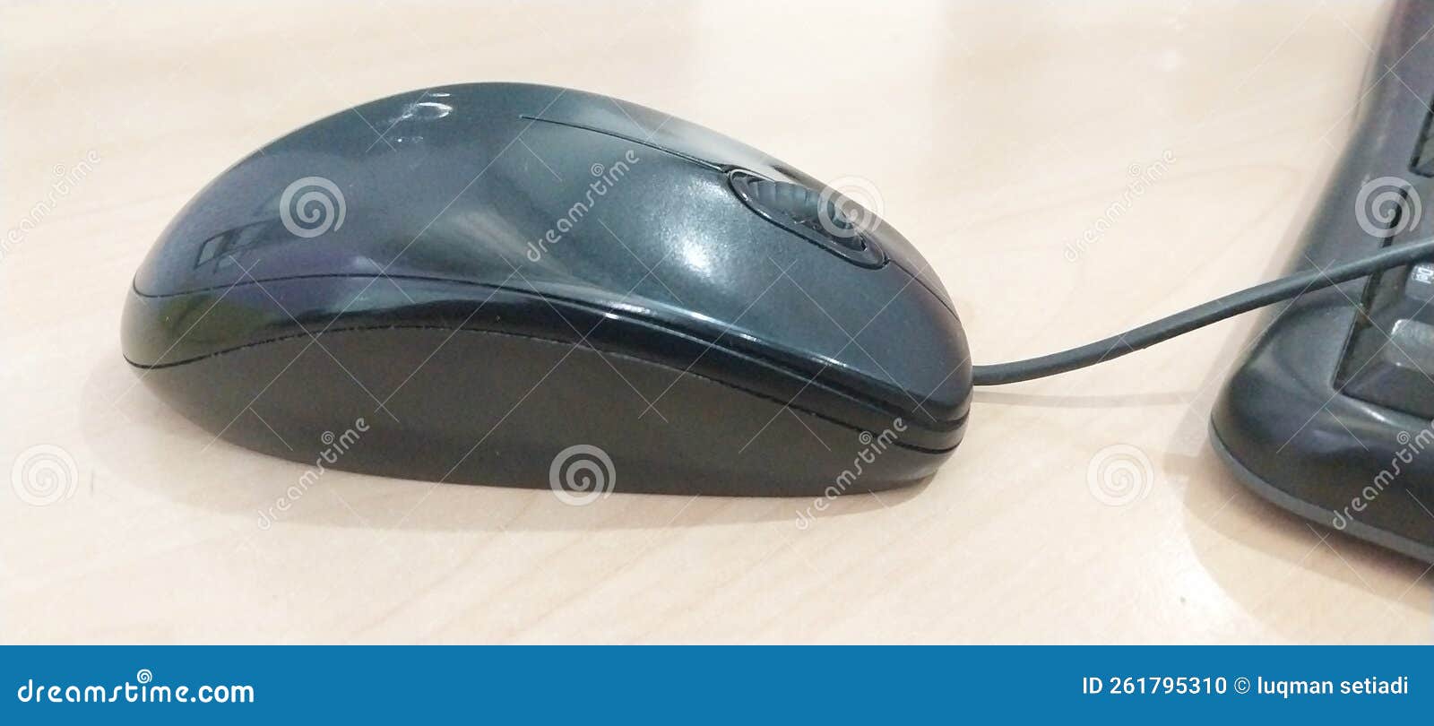 Black mouse on the table stock photo. Image of table - 261795310