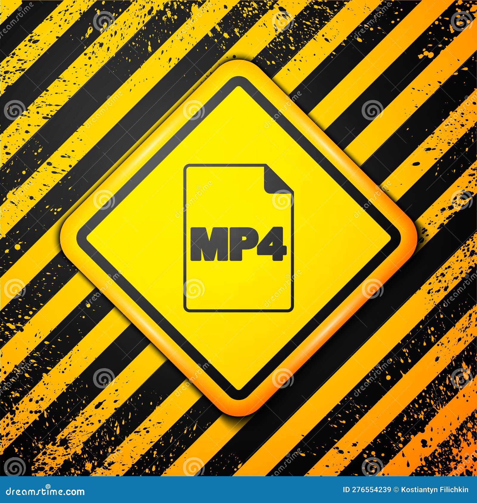 Black MP4 File Document. Download Mp4 Button Icon Isolated on Yellow ...