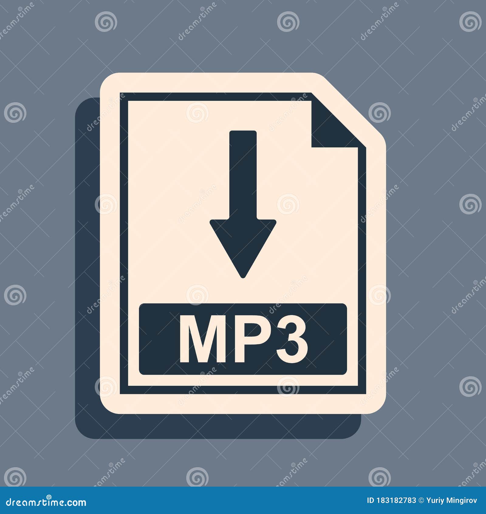 Black MP3 File Document Icon. Download MP3 Button Icon Isolated on Grey ...