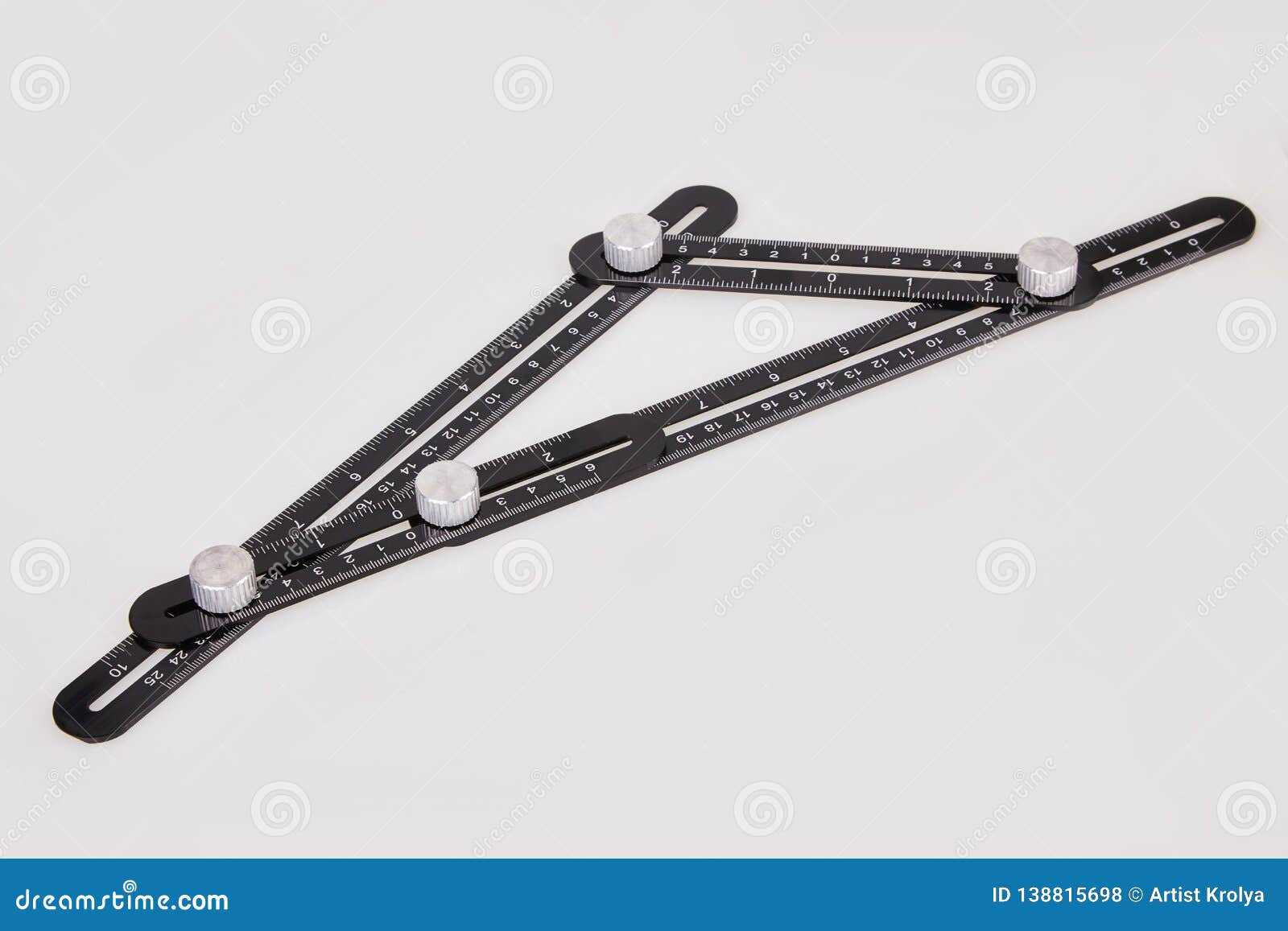 Black Multi Function Ruler Isolated on White Background. Stock Photo ...