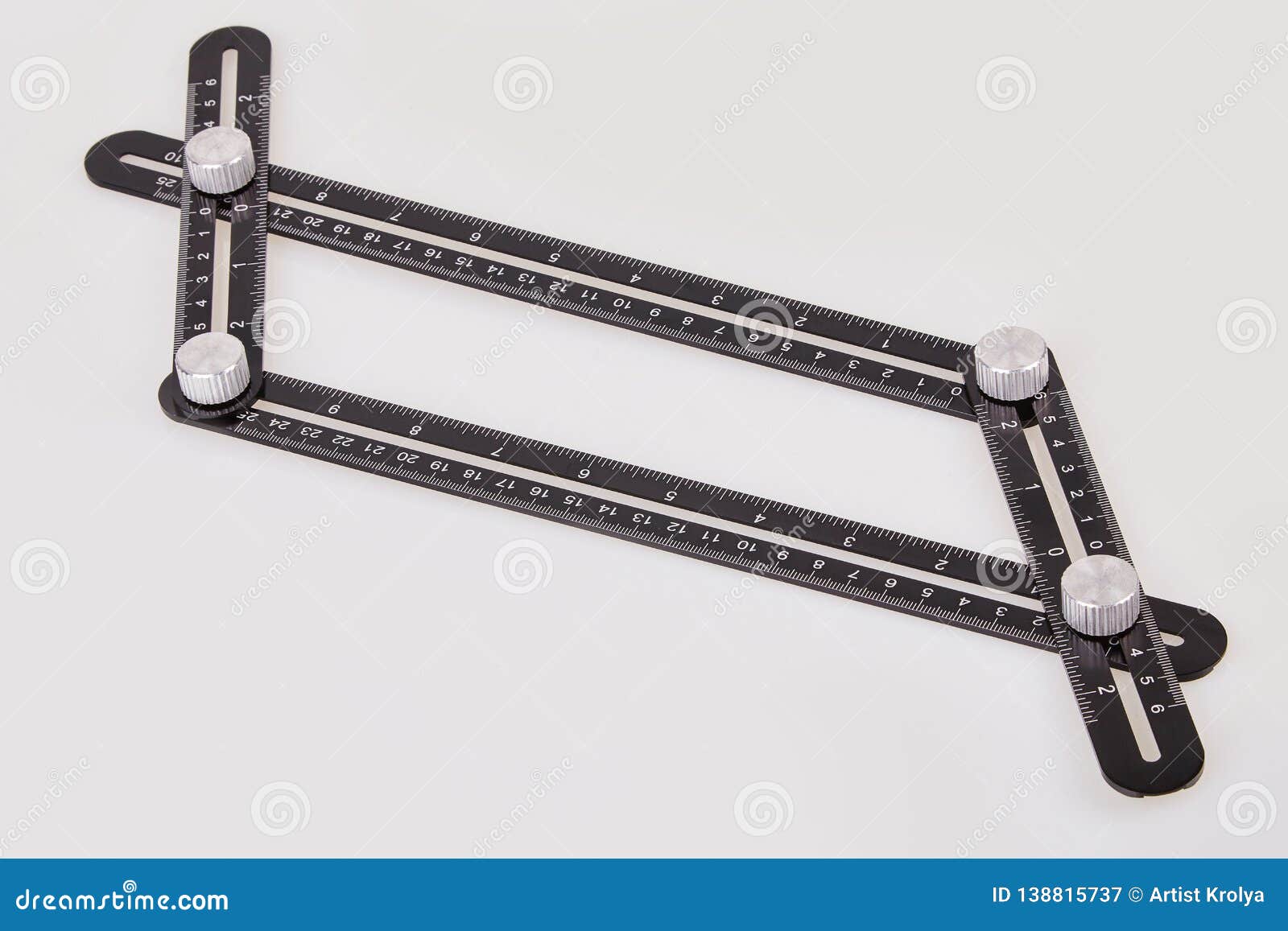 Black Multi Function Ruler Isolated on White Background. Stock Image ...