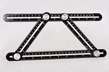 Black Multi Function Ruler Isolated on White Background. Stock Photo ...