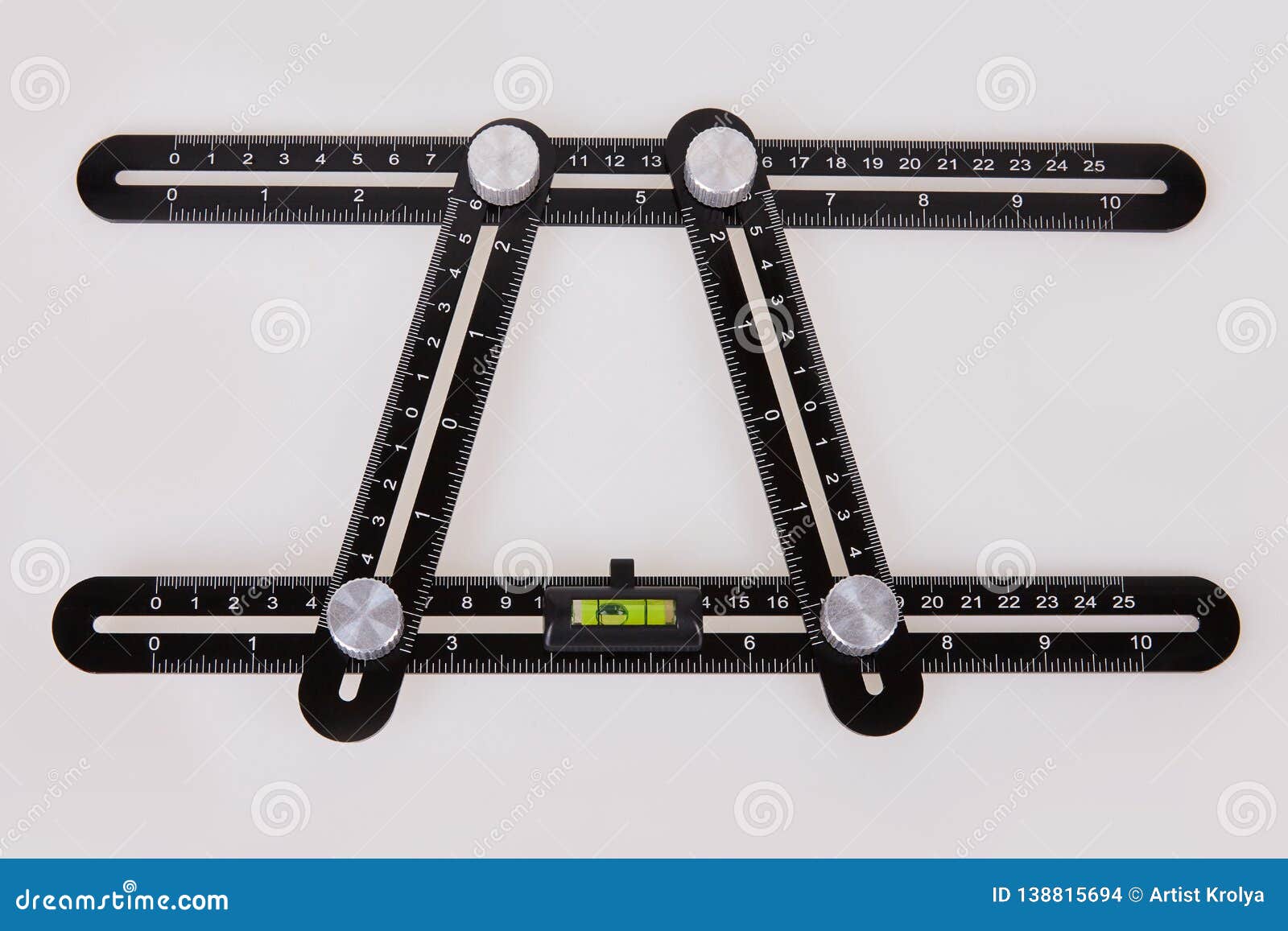 Black Multi Function Ruler Isolated on White Background. Stock Photo ...