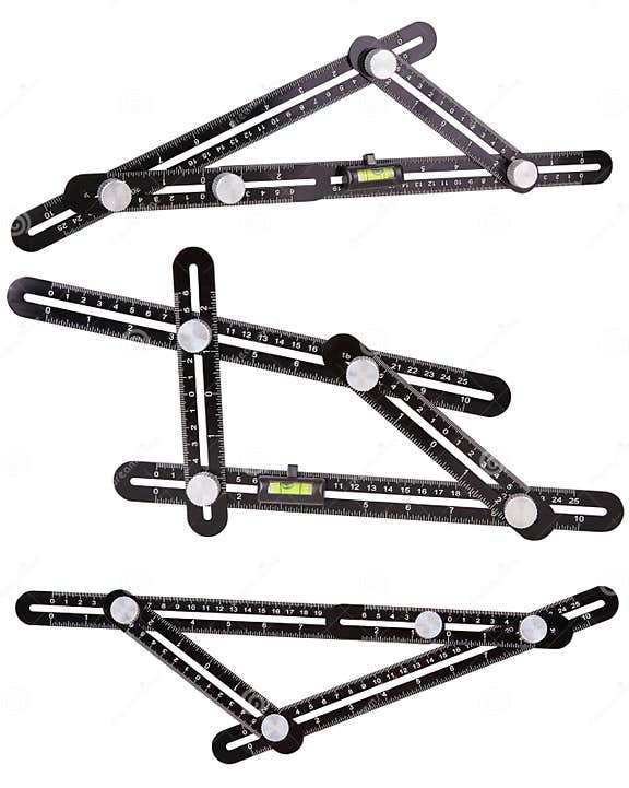 Black Multi Function Ruler Isolated on White Background. Stock Photo ...