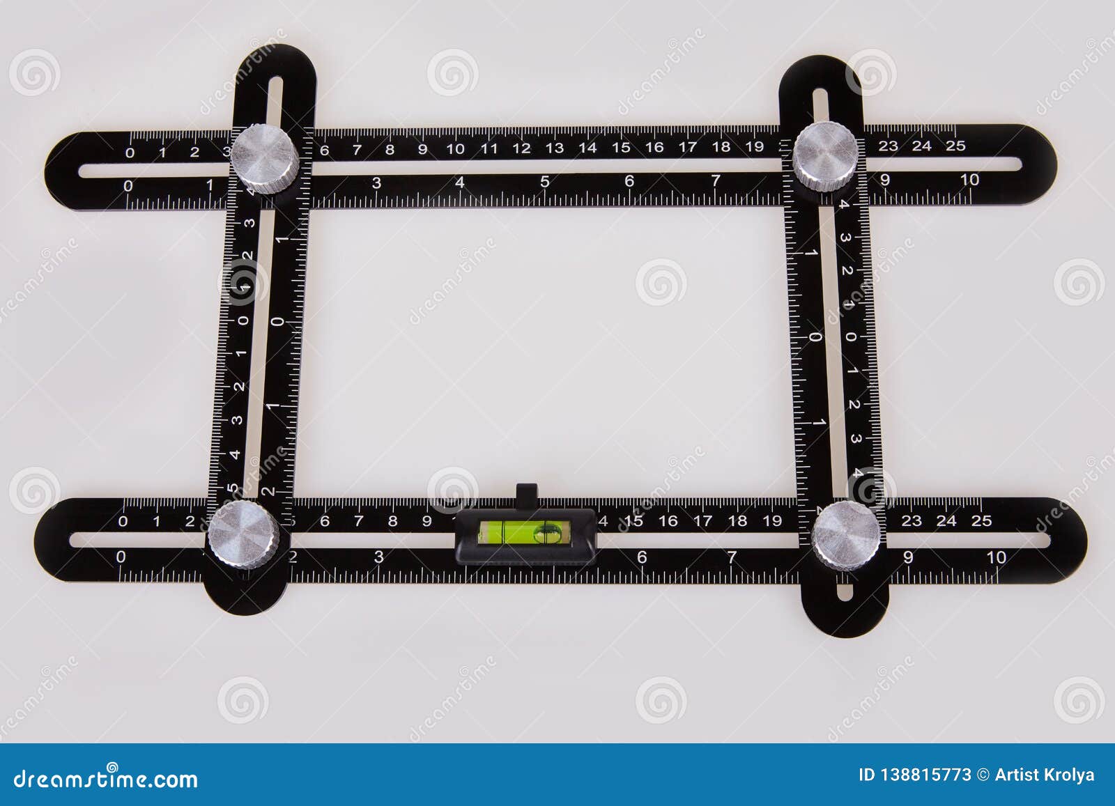 Black Multi Function Ruler Isolated on White Background. Stock Image ...