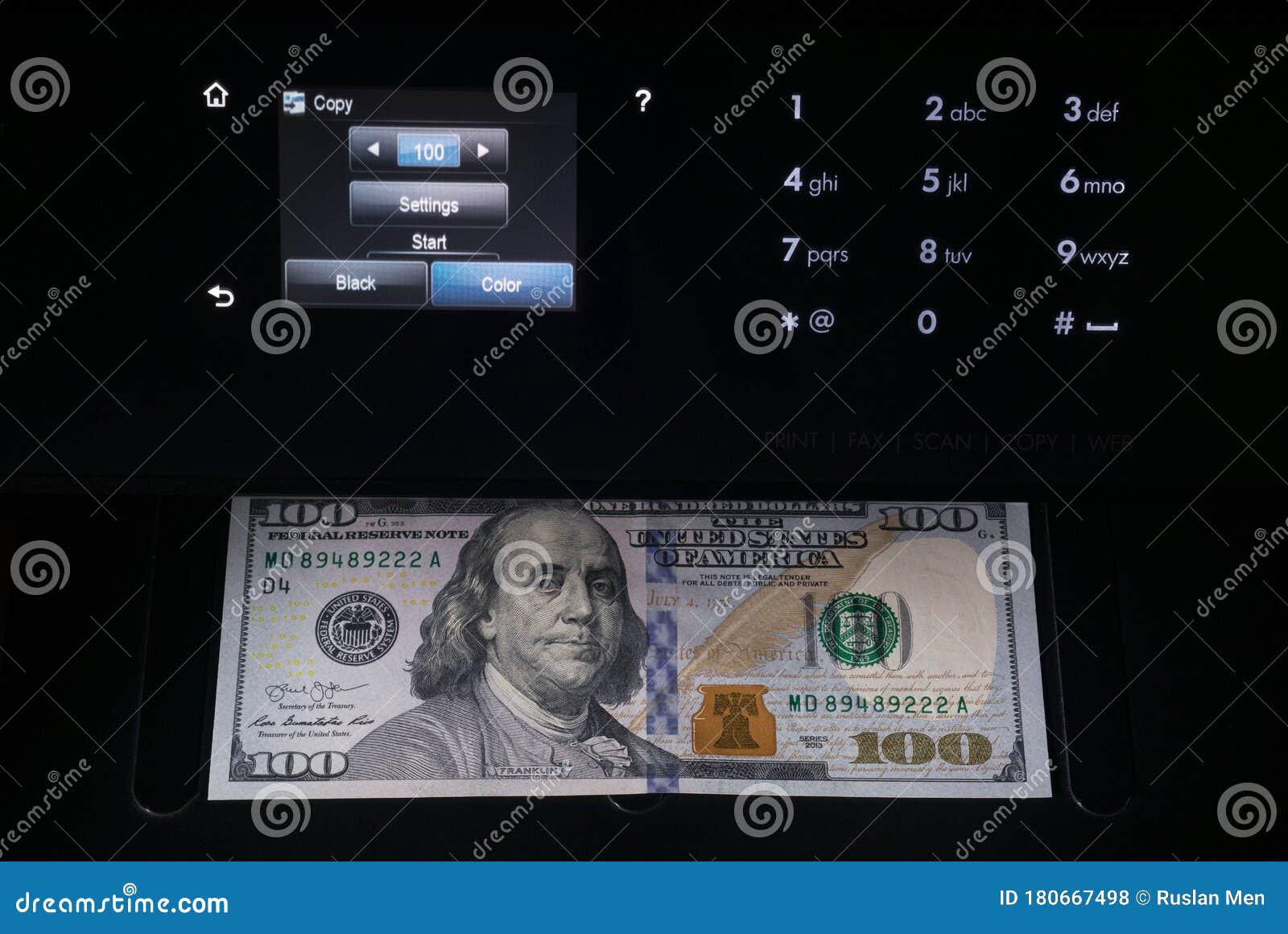 Black Multifunction Printer with Touch Screen Display Makes Copy of 100 ...