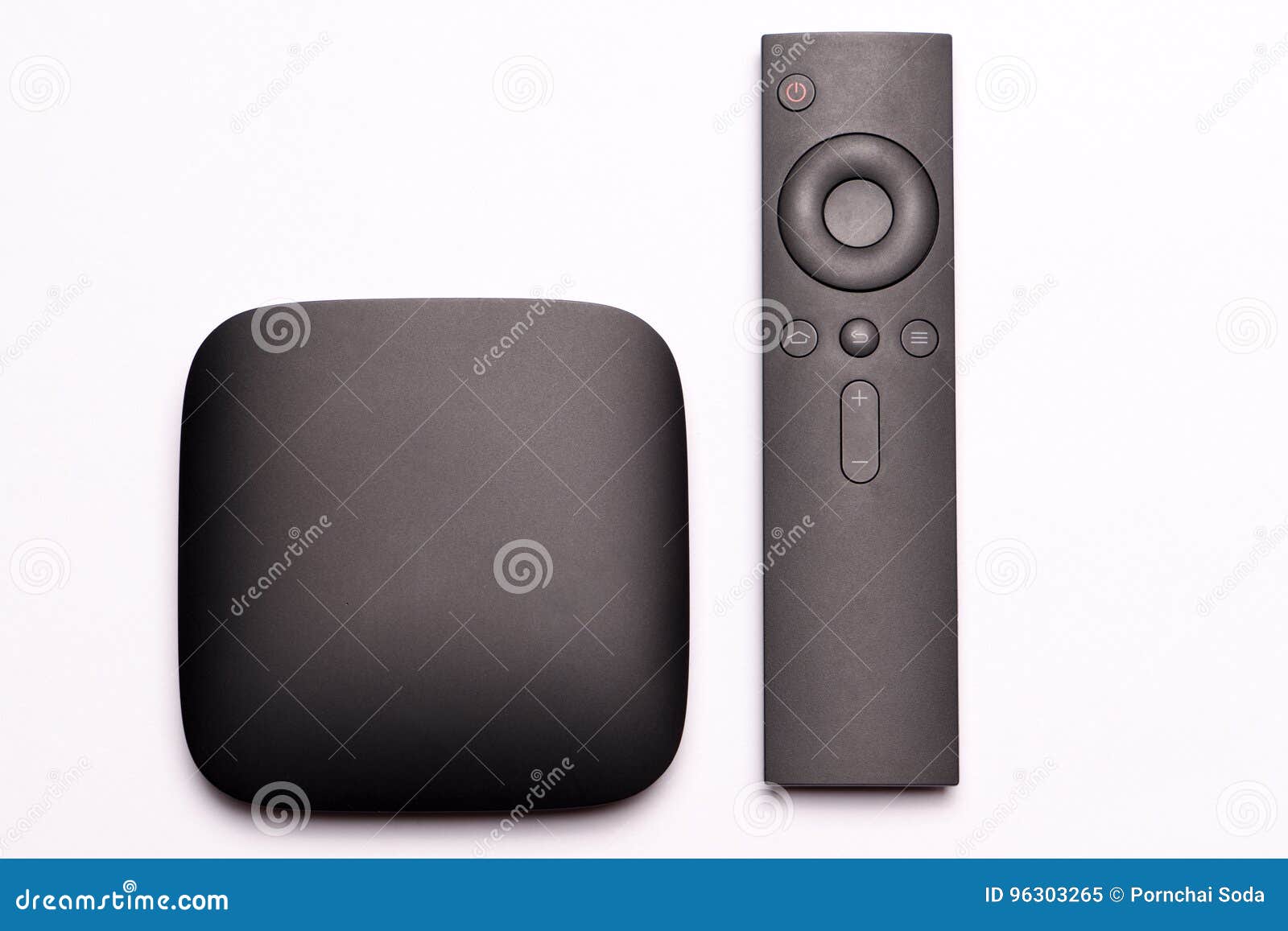 Black Multimedia TV Box and Remote Controller Stock Image - Image of ...