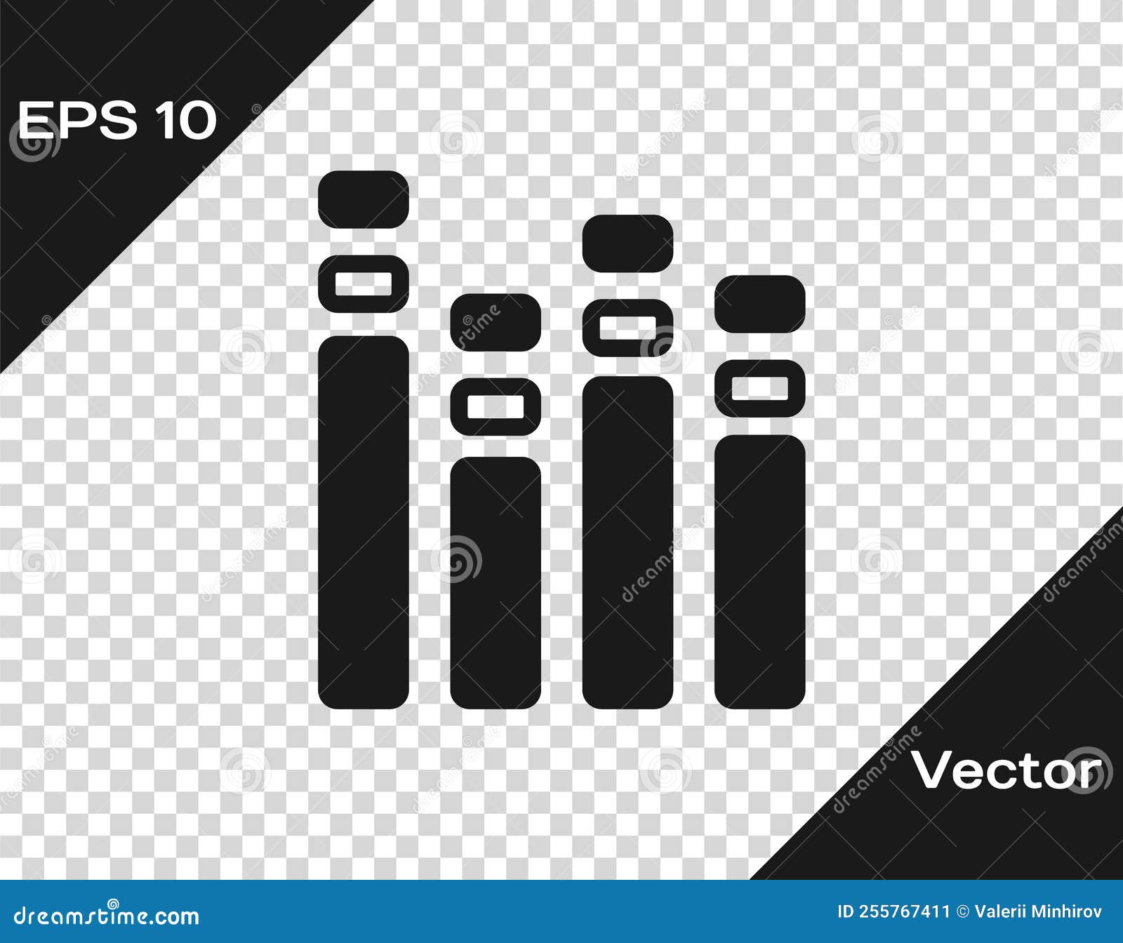 Black Music Equalizer Icon Isolated on Transparent Background. Sound ...