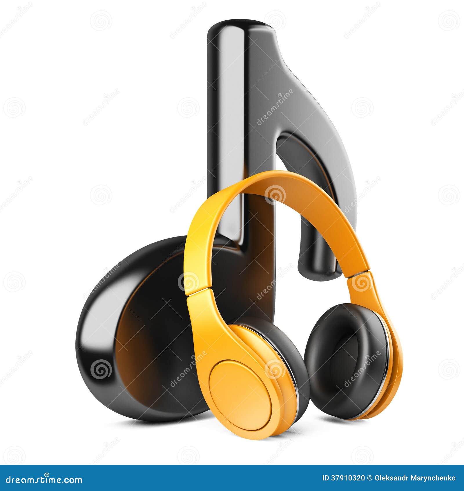 Black Music Note and Headphones on White Stock Illustration ...