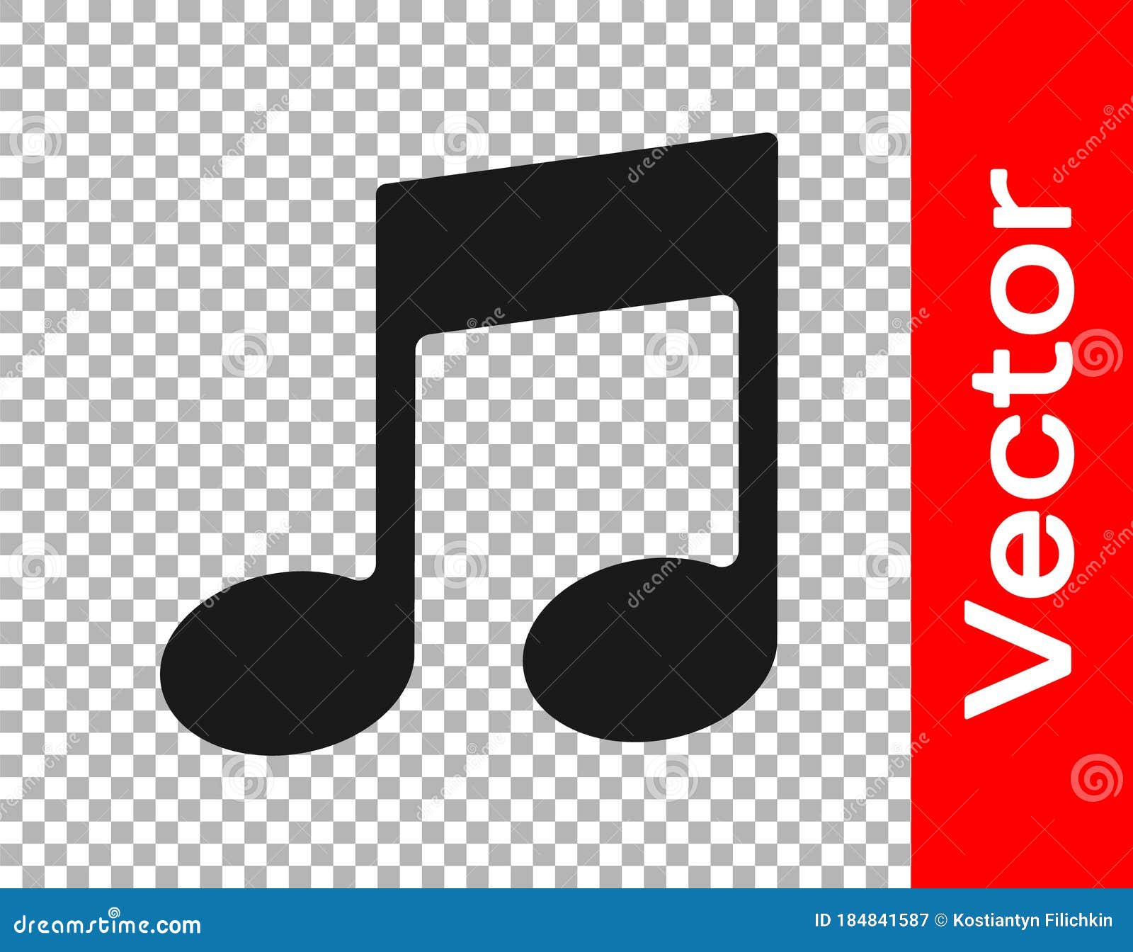 Black Music Note, Tone Icon Isolated on Transparent Background. Vector ...