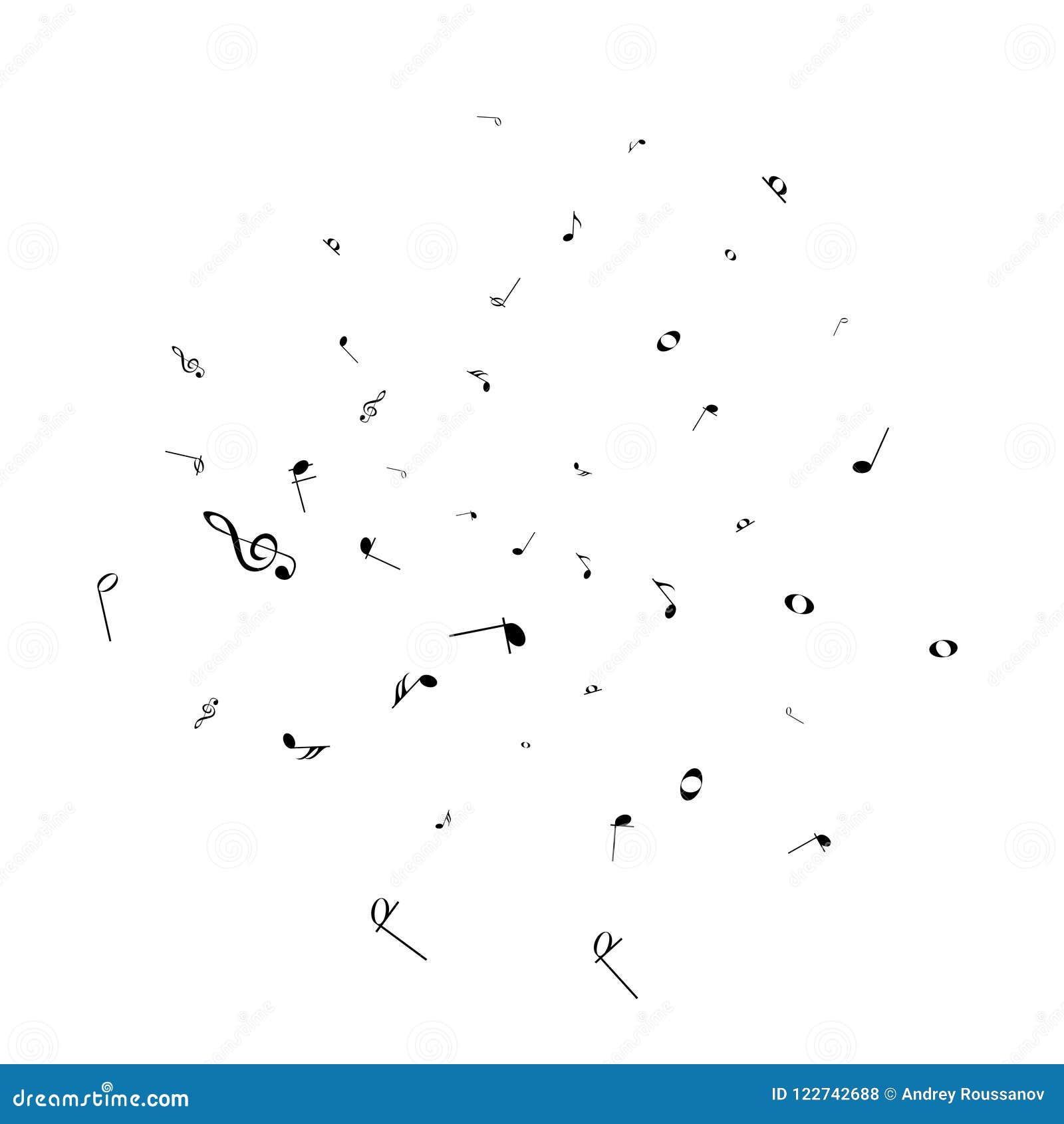 Black Music Notes Isolated on White Background. Vector Illustration ...