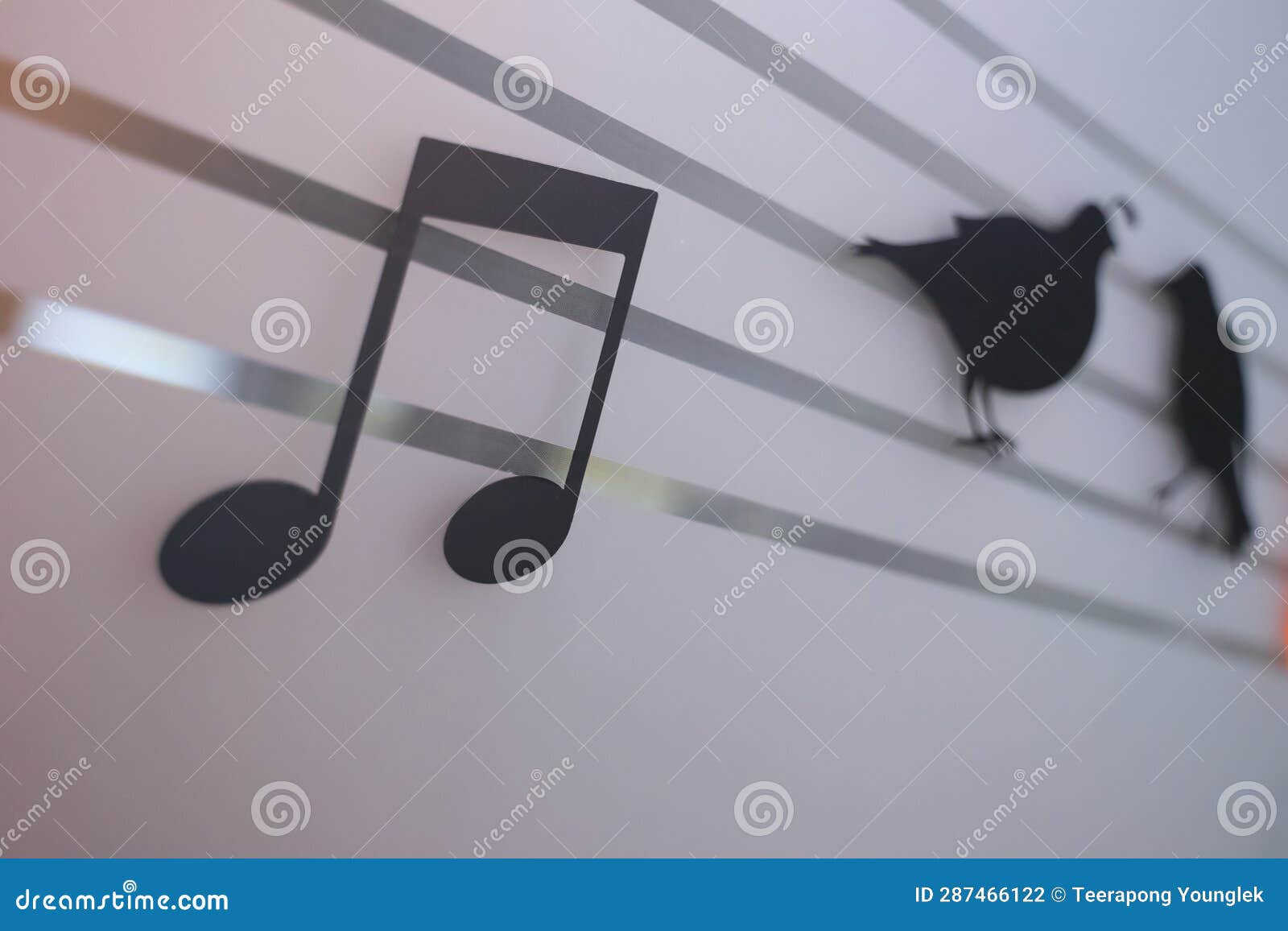 Black Music Notes on a White Wall with Shadows in the Shade, No Light ...