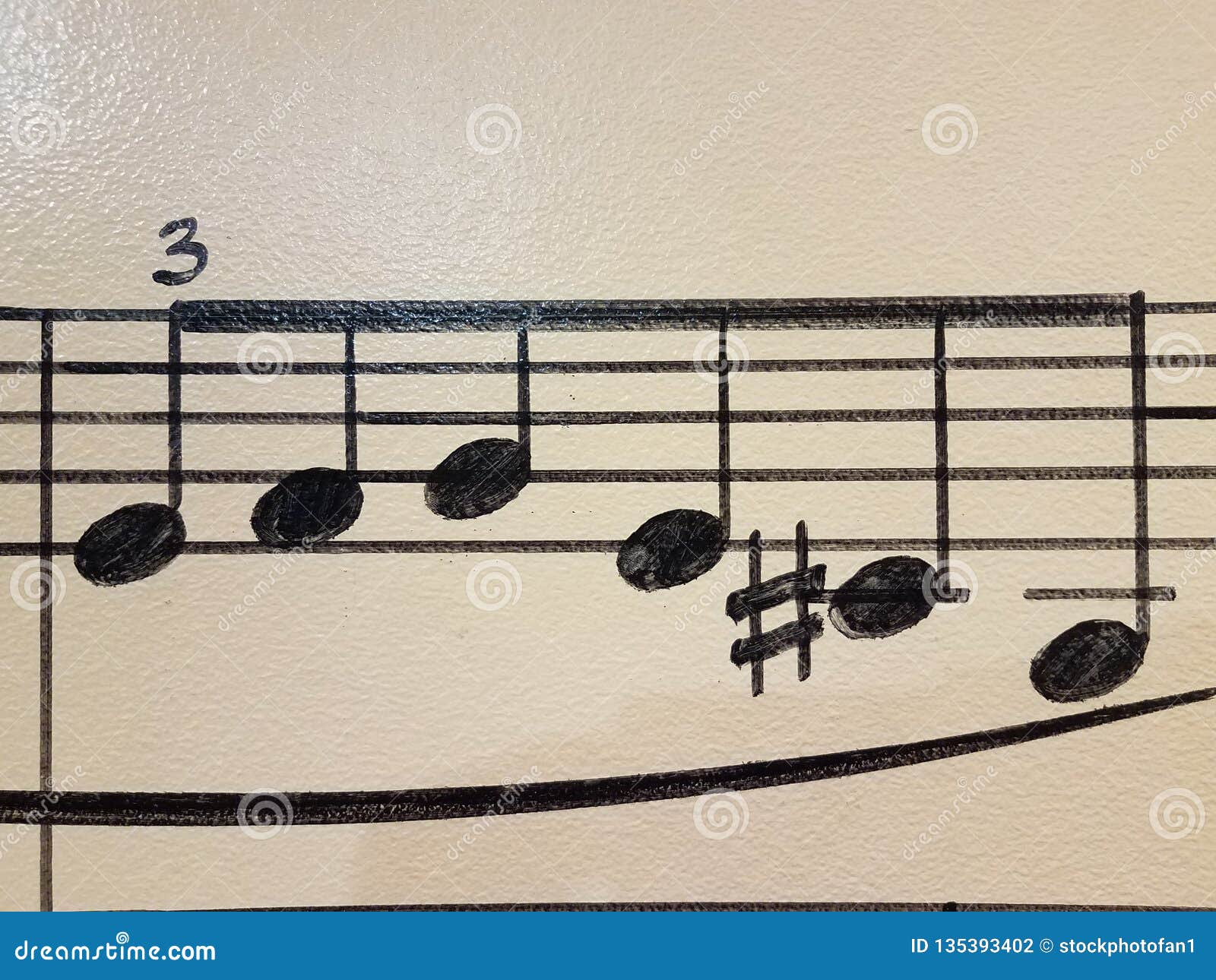 Black Music Notes Written in Marker on a Wall Stock Photo - Image of ...