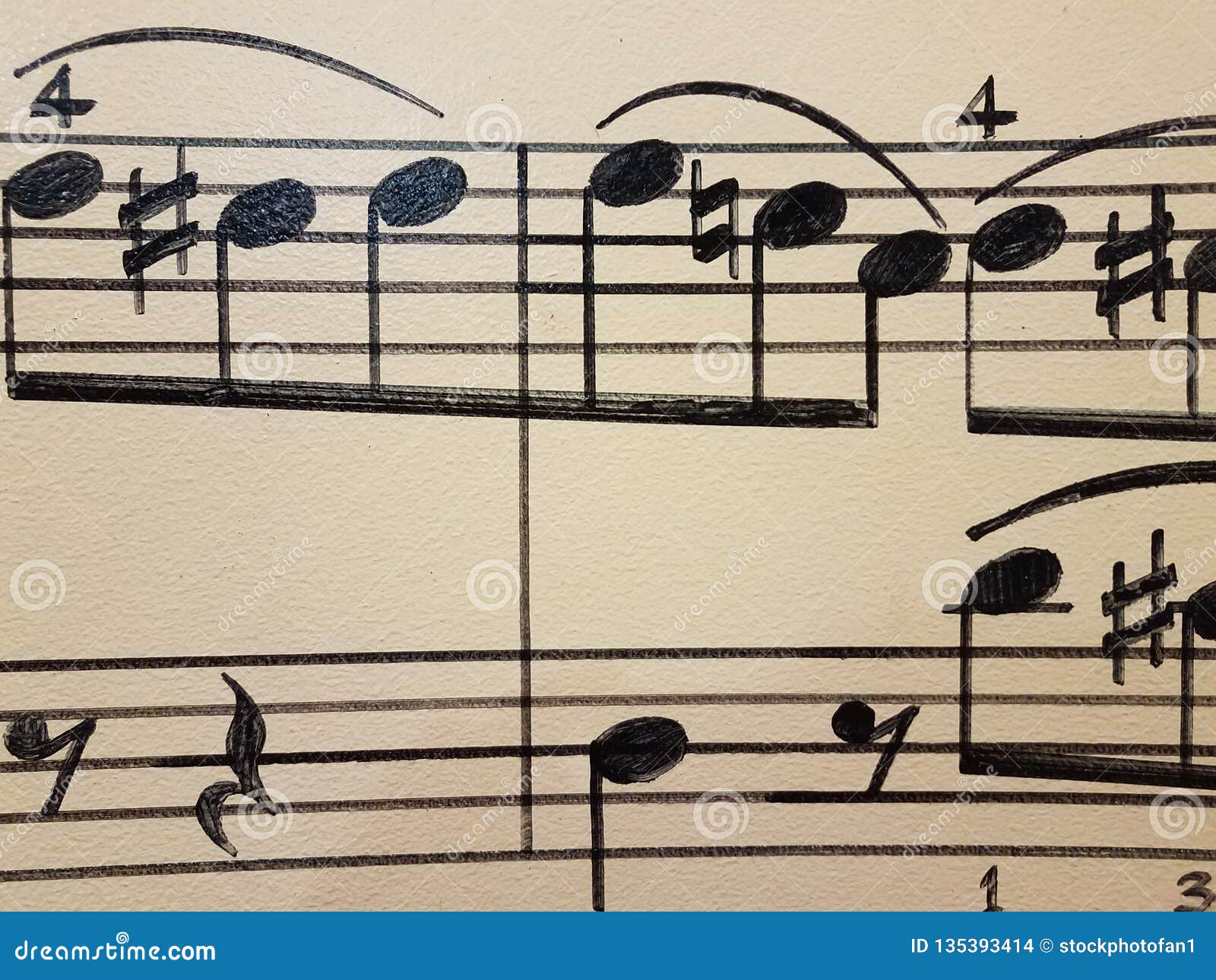 Black Music Notes Written in Marker on a Wall Stock Photo - Image of ...
