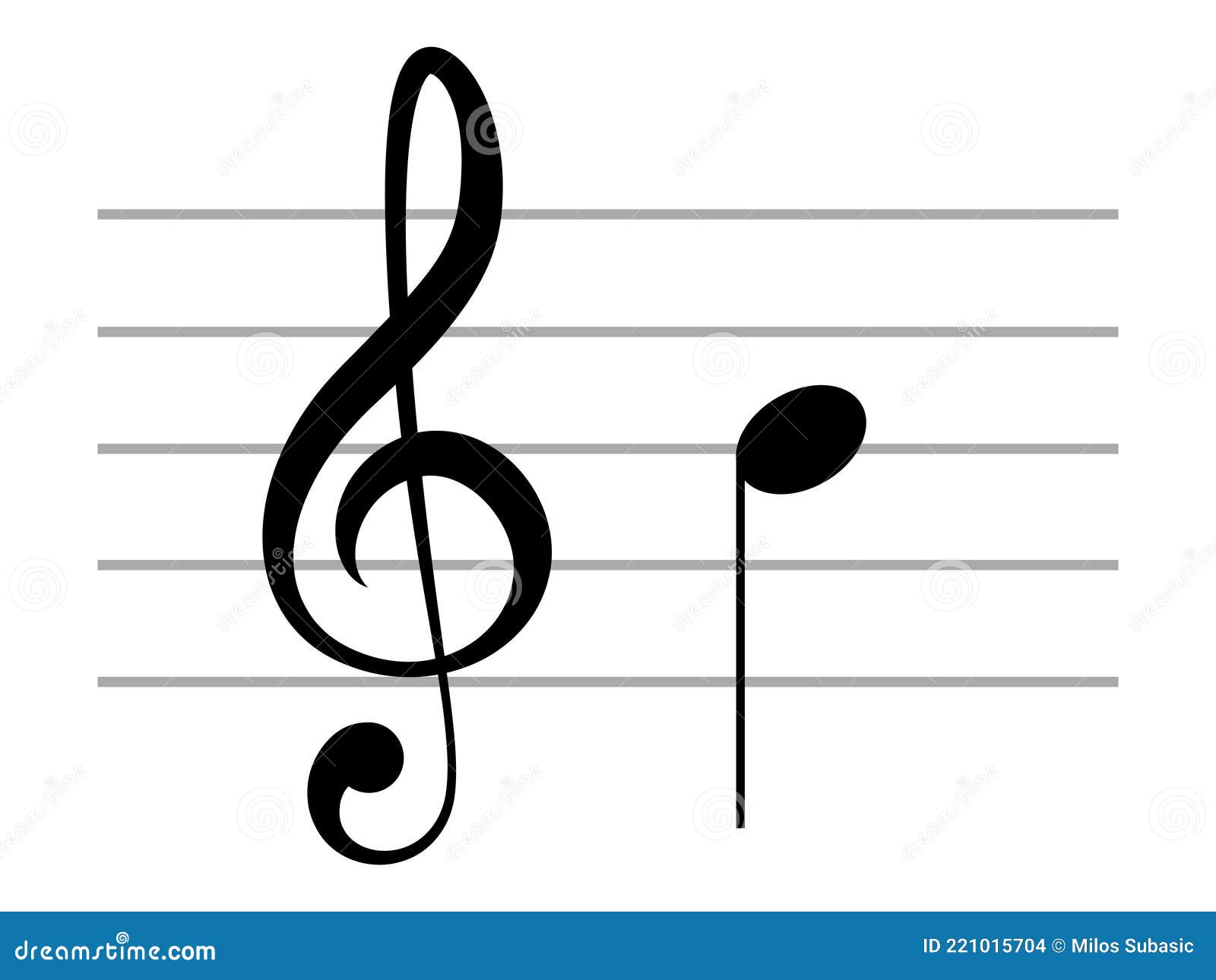 Black Music Symbol of G Clef with Note B or SI on Ledger Lines Stock ...