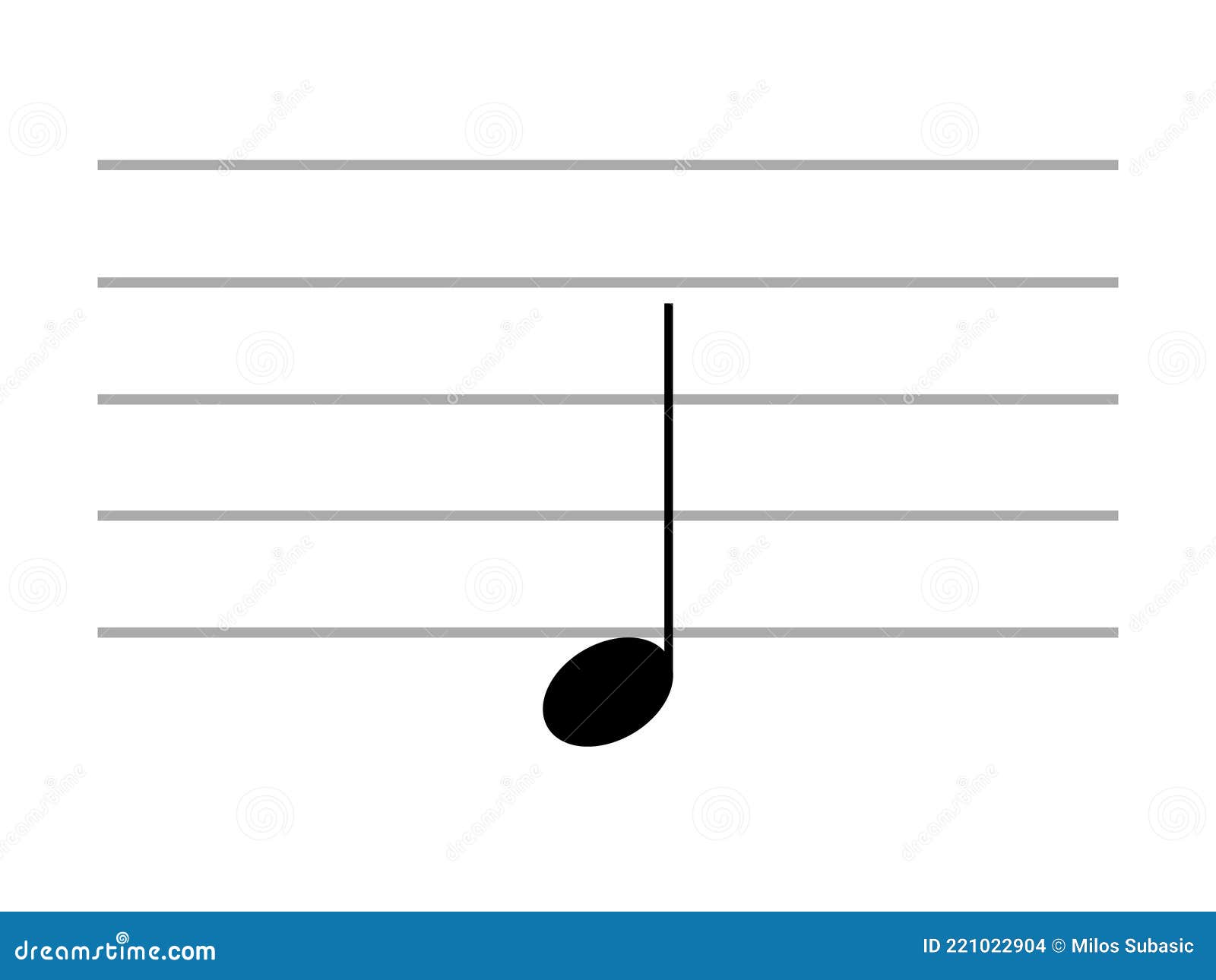 Black Music Symbol of Note D or RE on Staff Lines Stock Vector ...