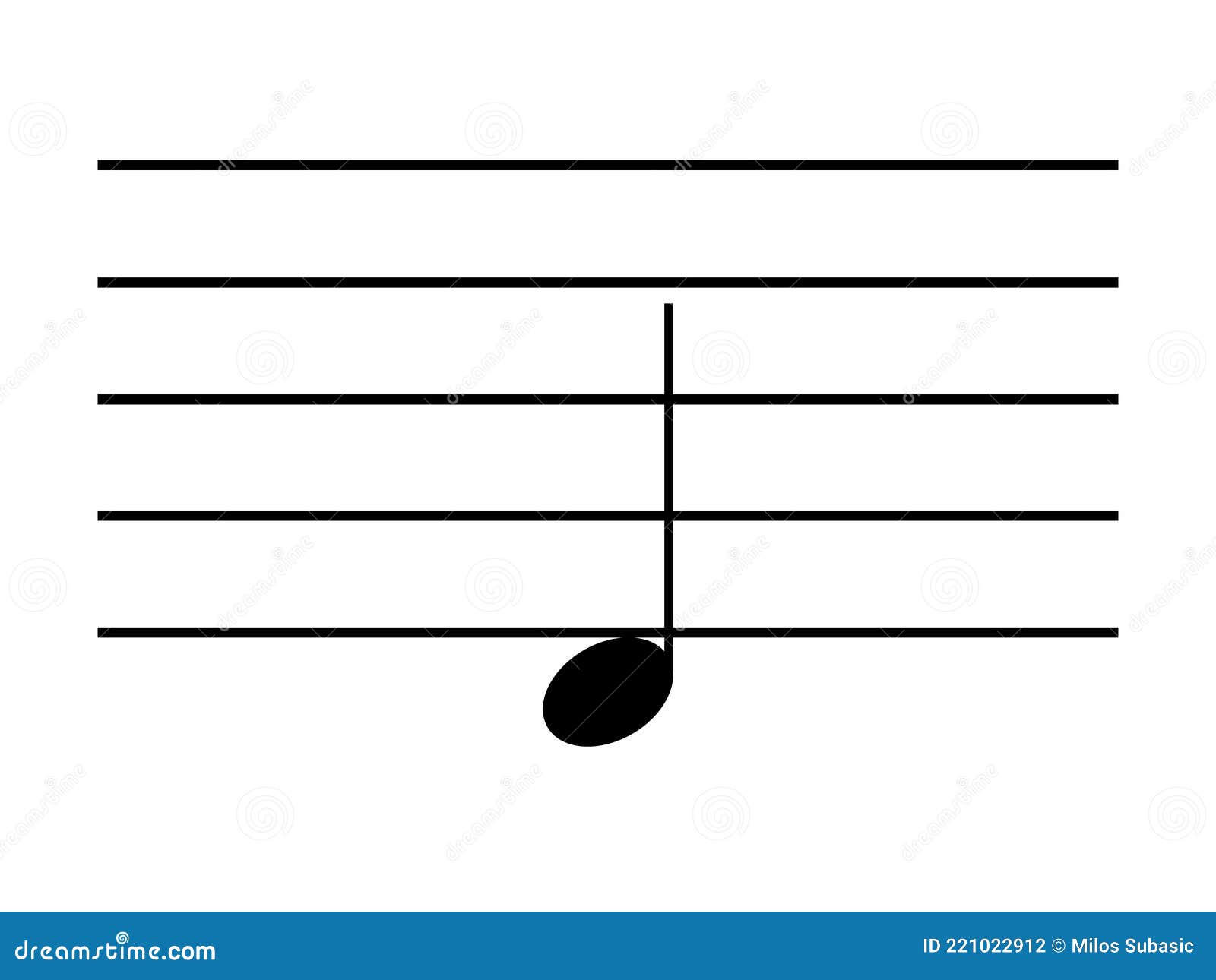 Black Music Symbol of Note D or RE on Staff Lines Stock Vector ...