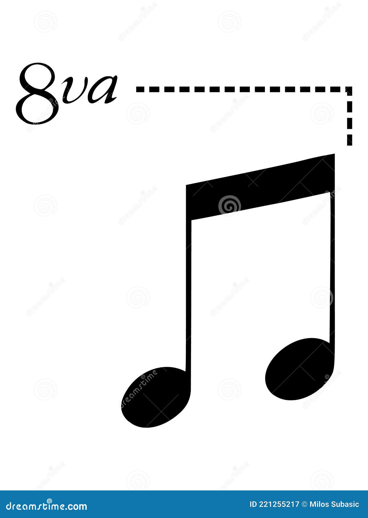 Black Music Symbol of Ottava Stock Vector - Illustration of composition ...