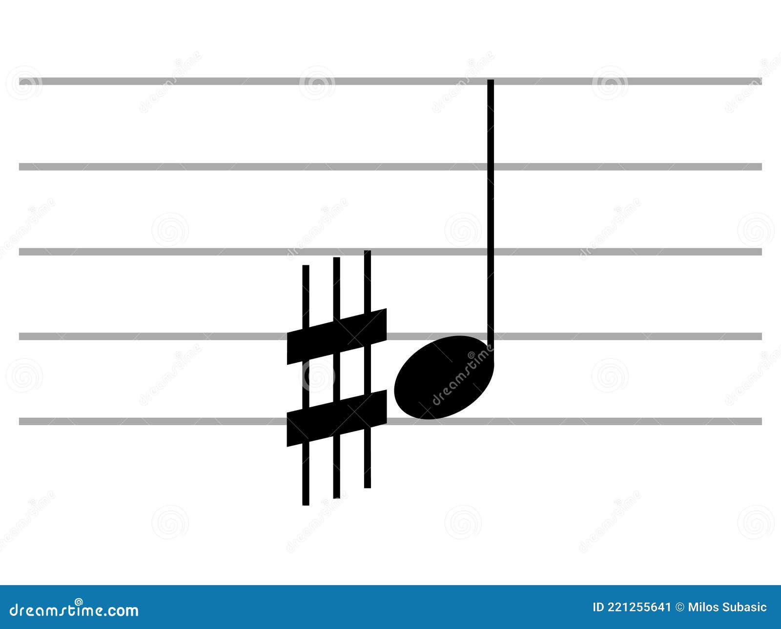 Black Music Symbol of Sharp and a Half on Ledger Lines Stock Vector ...